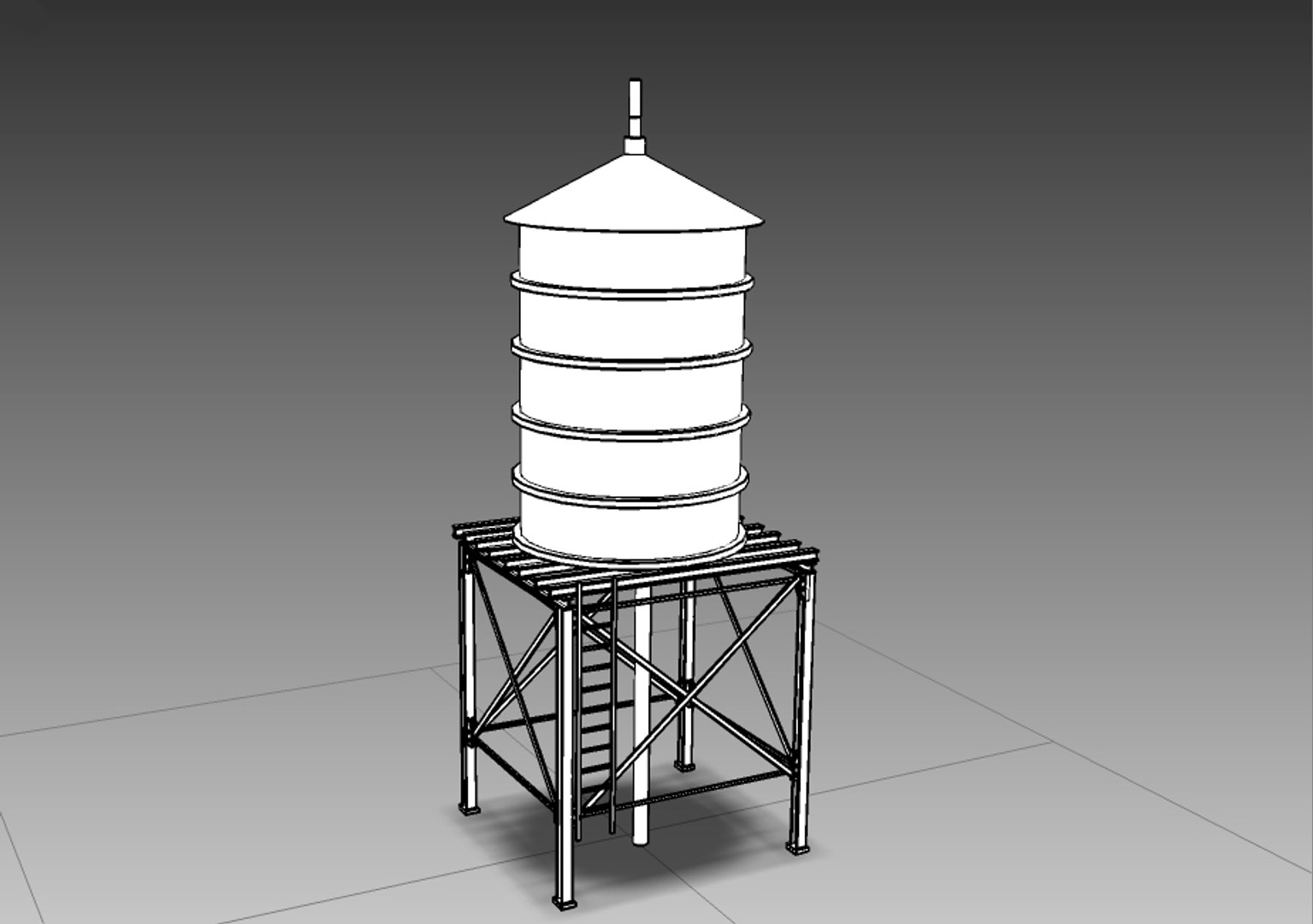 3d Model Of Roof Water Tower