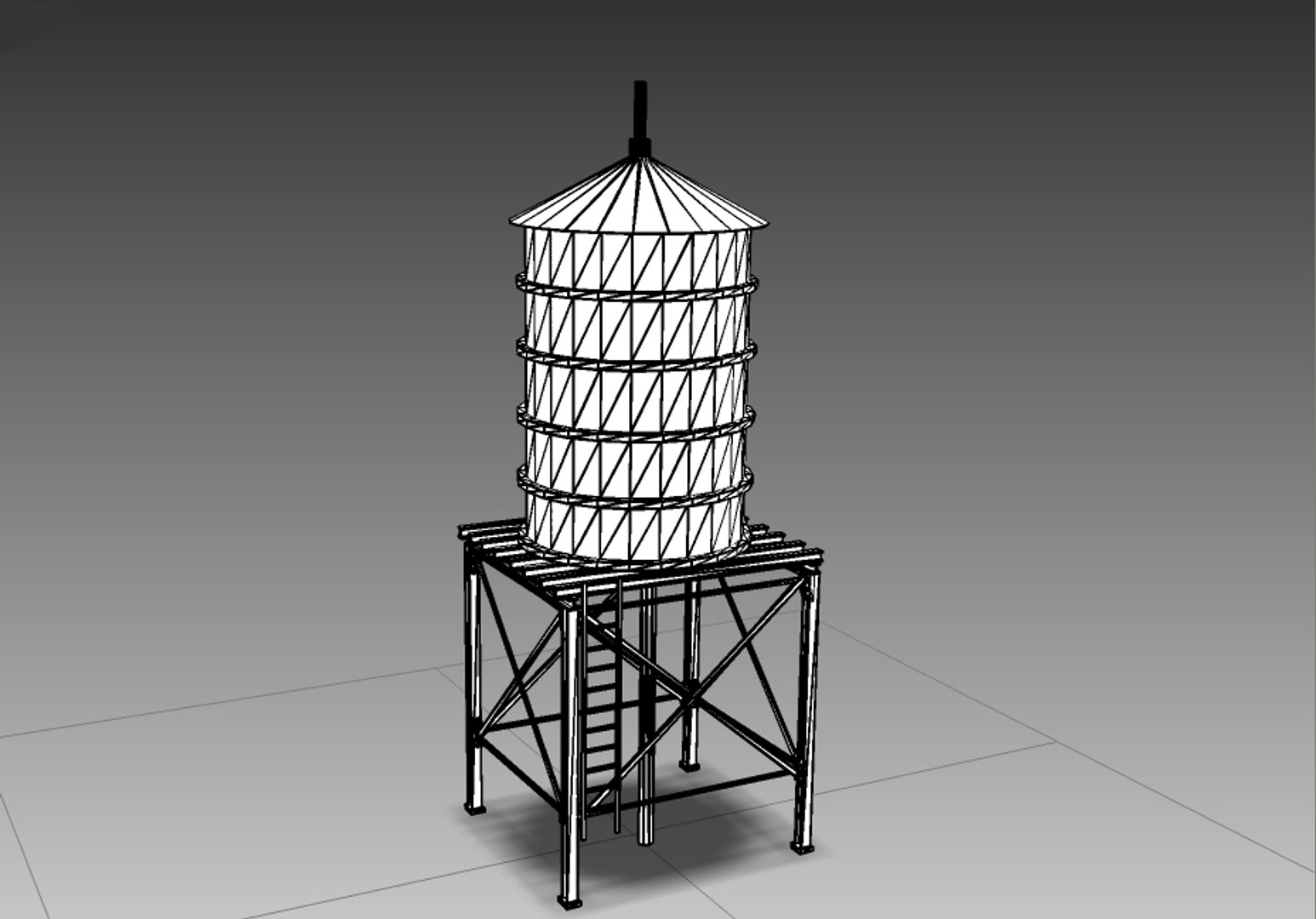 3d Model Of Roof Water Tower
