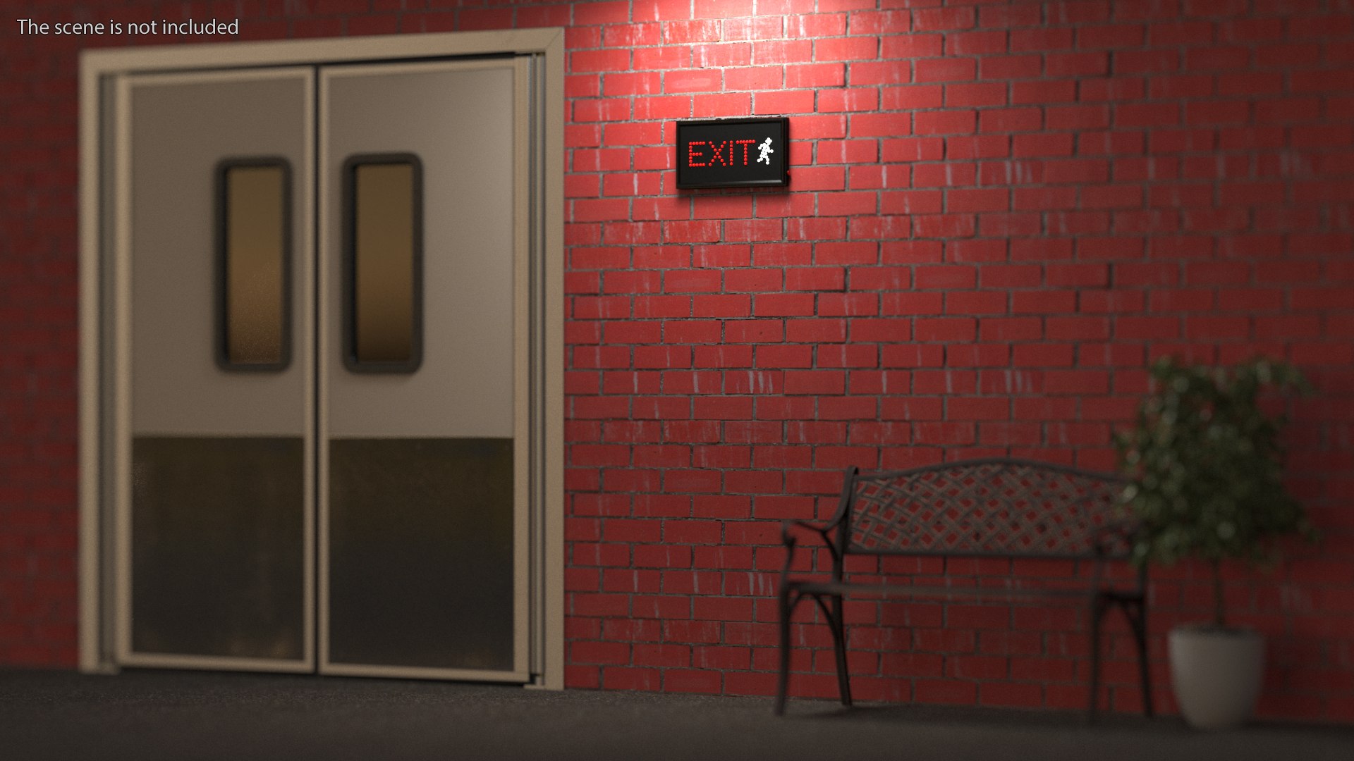 Exit Red LED Light Display ON Model - TurboSquid 2112262