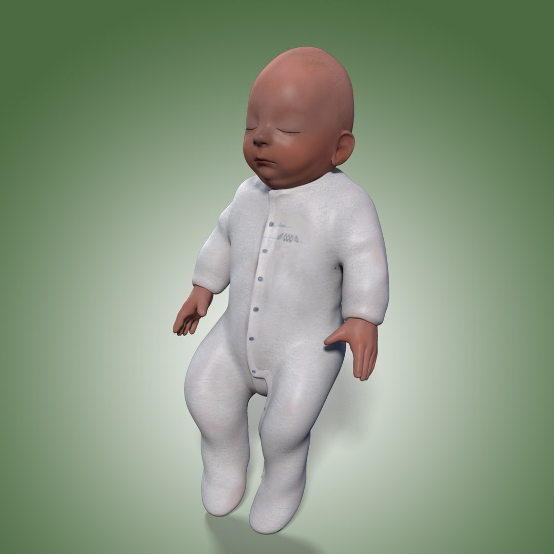 3d Newborn Baby Girl Rigged Model