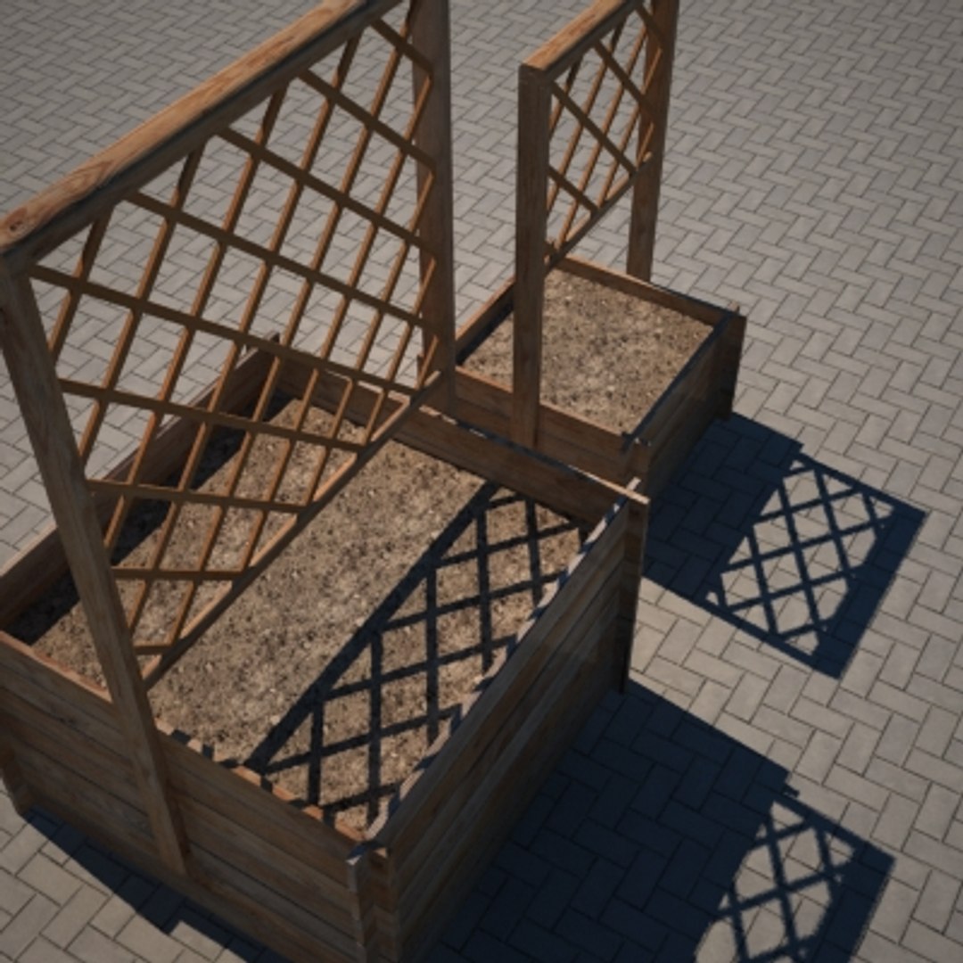 wood planter plant 3d model