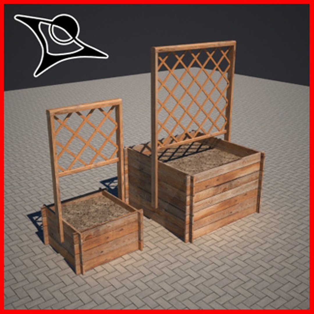 wood planter plant 3d model