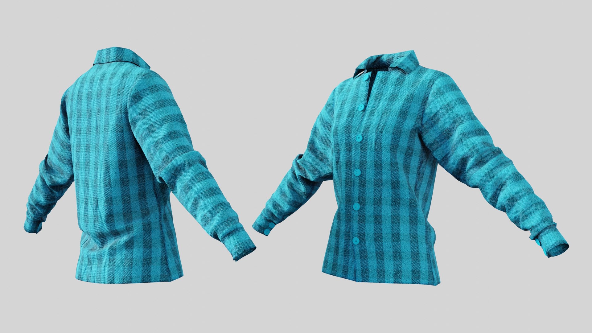 Female Shirt 01 Cyan Fannel Checkered 3D Model - TurboSquid 2421874