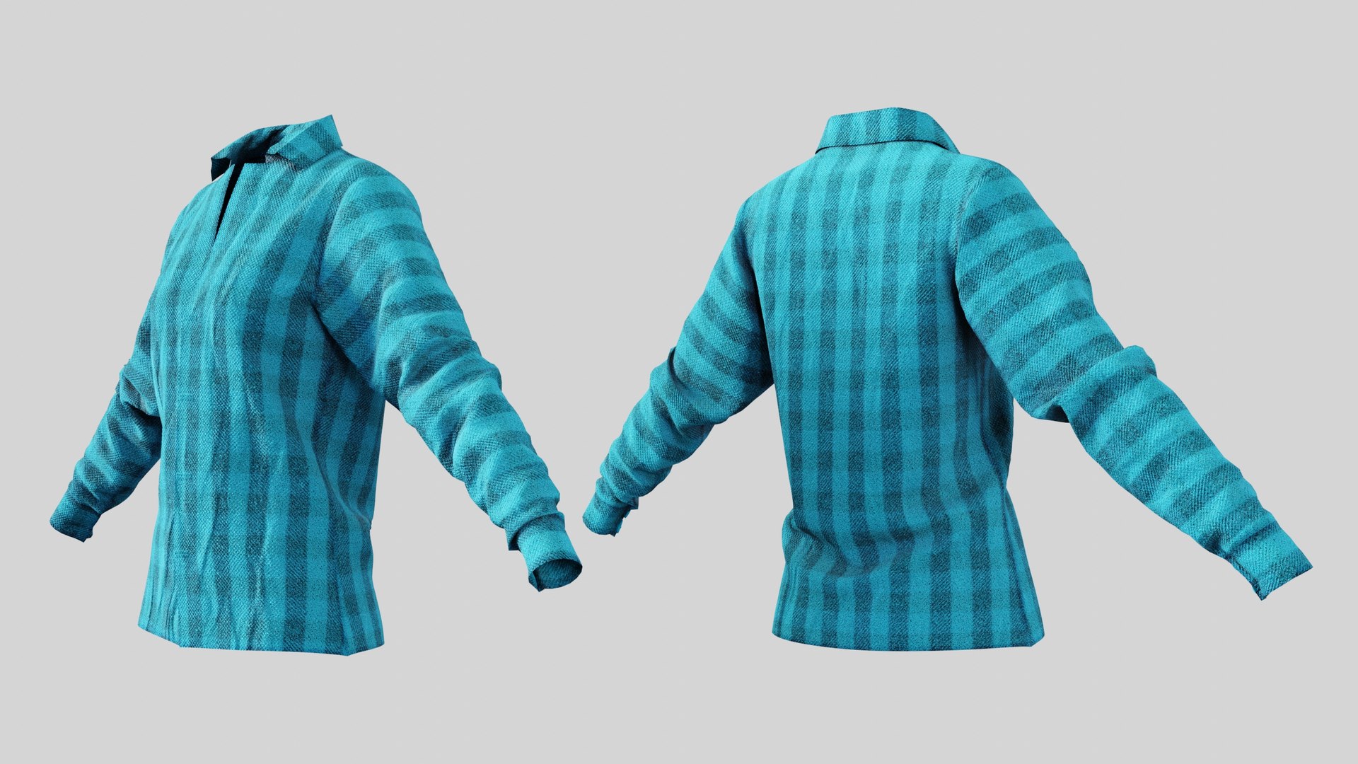 Female Shirt 01 Cyan Fannel Checkered 3D Model - TurboSquid 2421874
