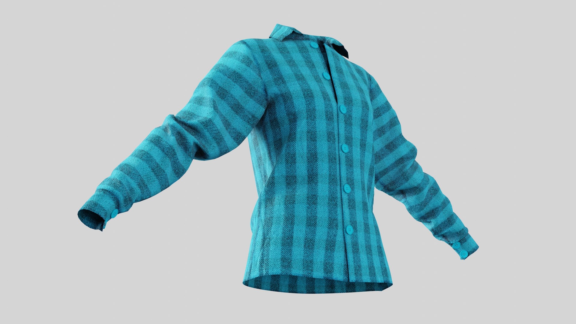 Female Shirt 01 Cyan Fannel Checkered 3D Model - TurboSquid 2421874