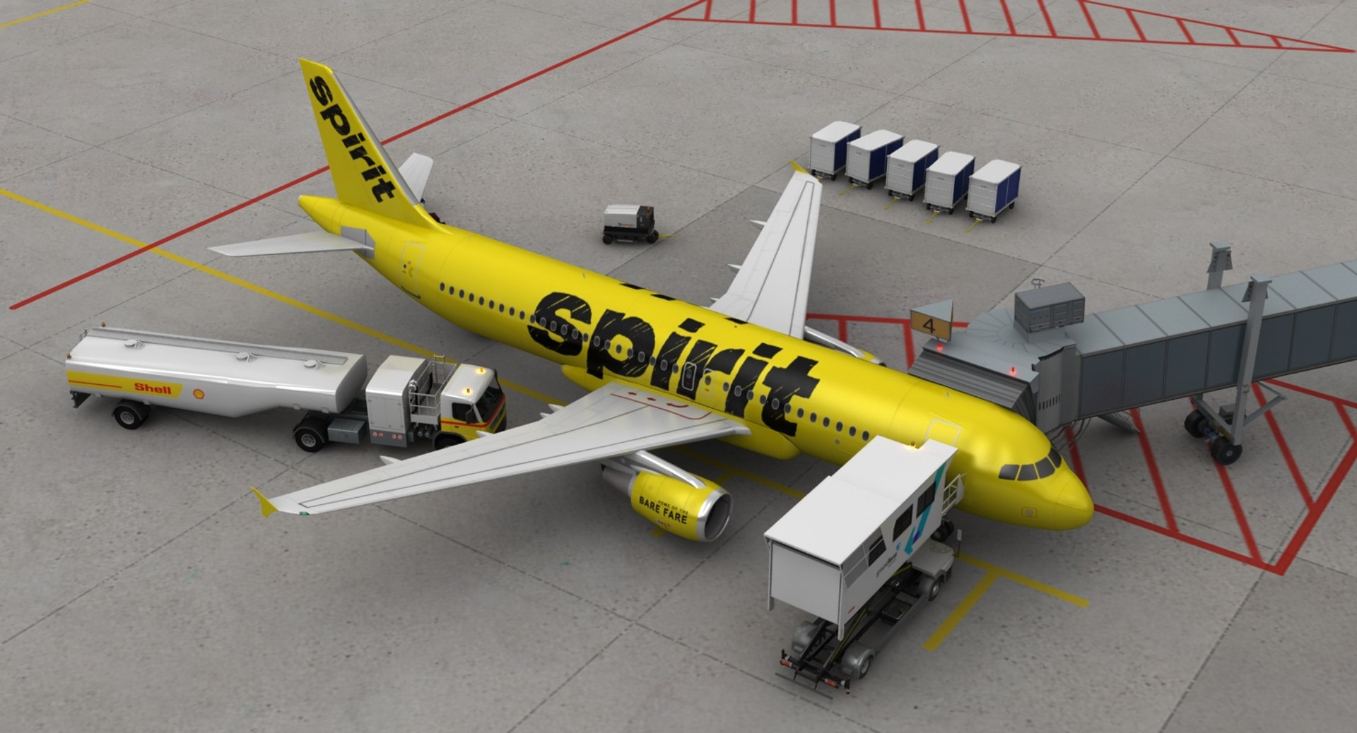 3d airbus a320 spirit airlines model