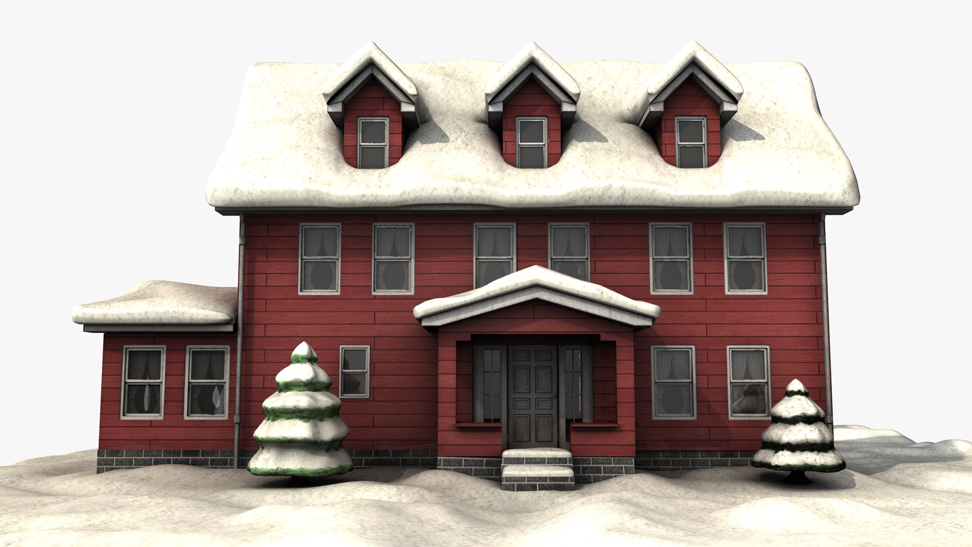 House Winter 3d Model