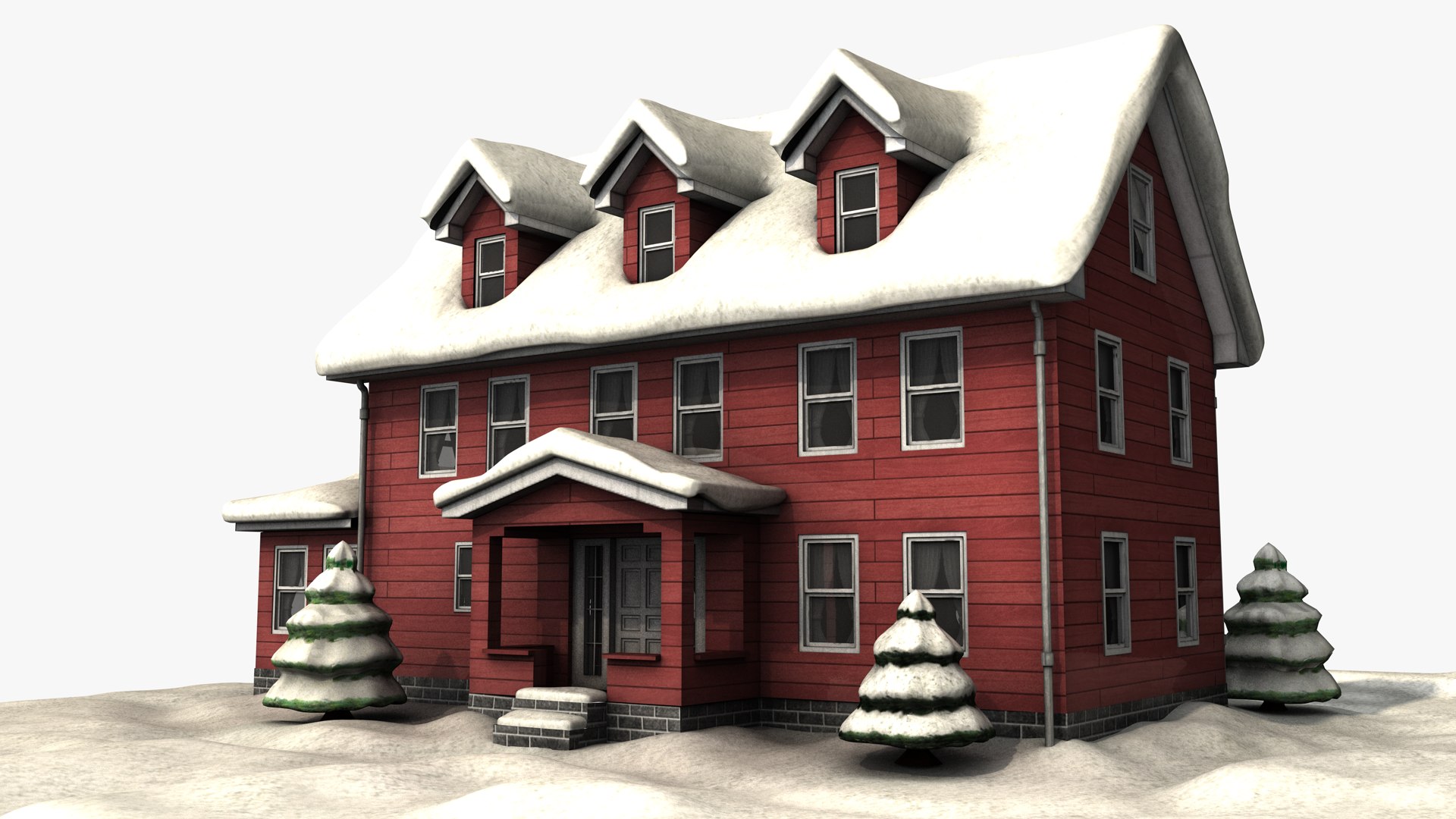 House Winter 3d Model