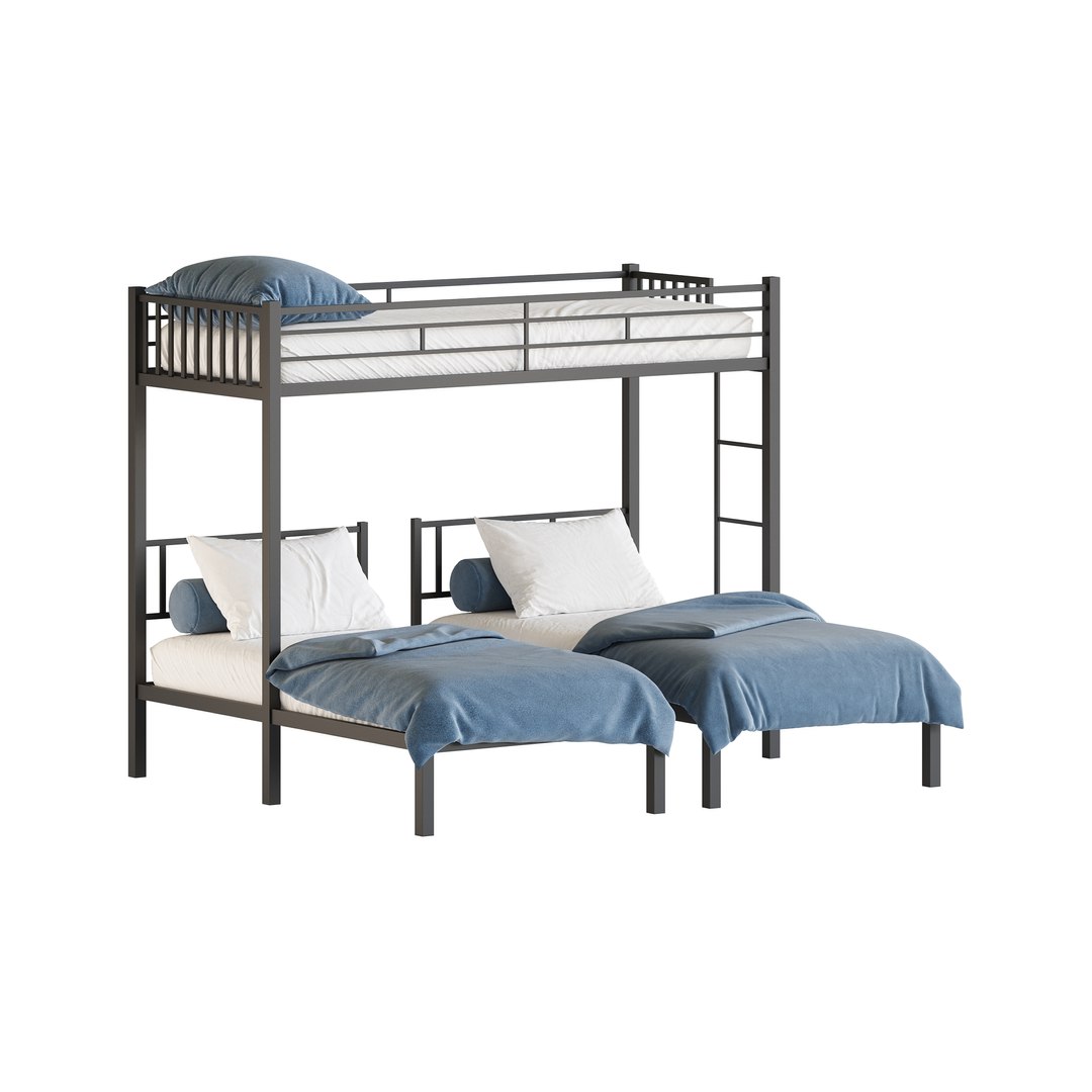 Metal Triple Bunk Beds 3D Model - TurboSquid 2195653