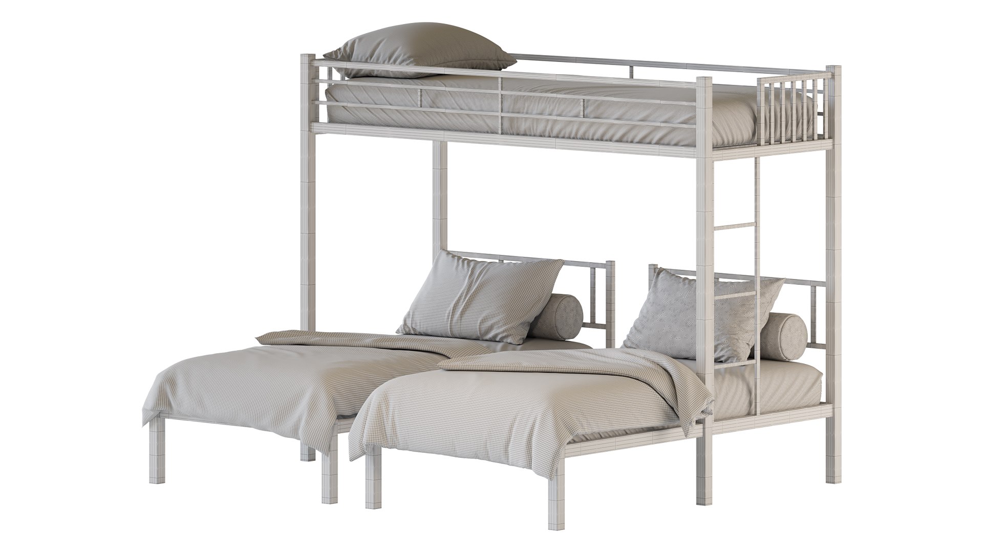 Metal Triple Bunk Beds 3D Model - TurboSquid 2195653