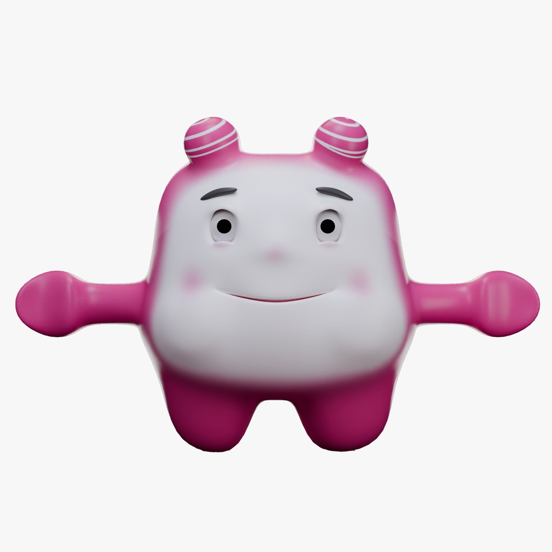 3D Pink Cute Character Mascot - TurboSquid 2347873