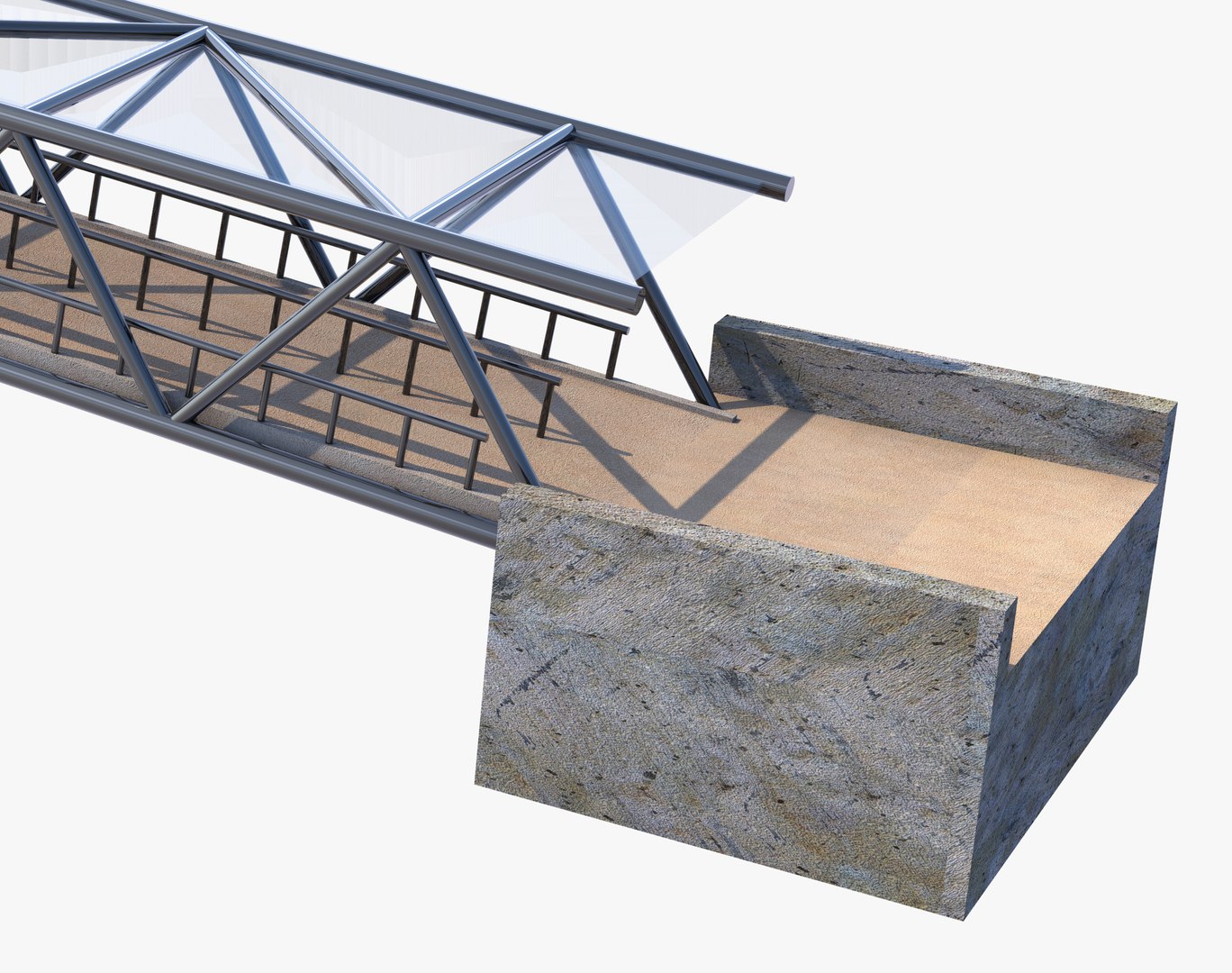 3D Corridor Bridge Structure Model - TurboSquid 1833520