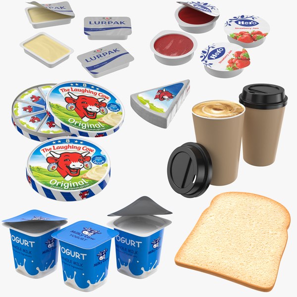 3d continental breakfast model