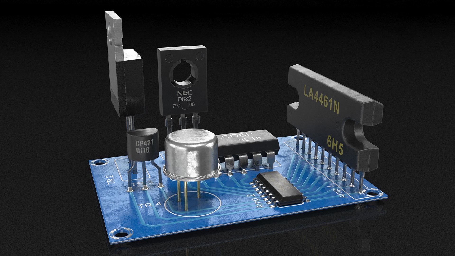 3D active electronics components circuit board - TurboSquid 1684495