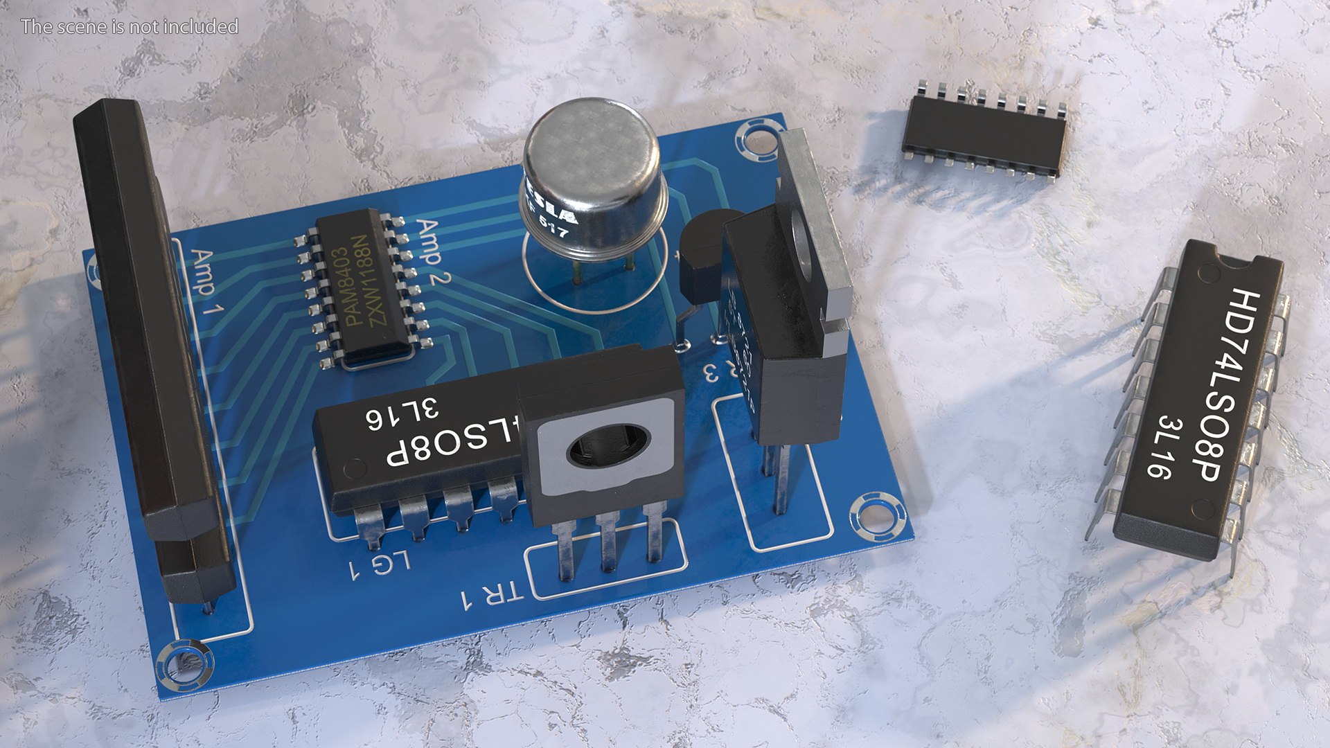 3D active electronics components circuit board - TurboSquid 1684495