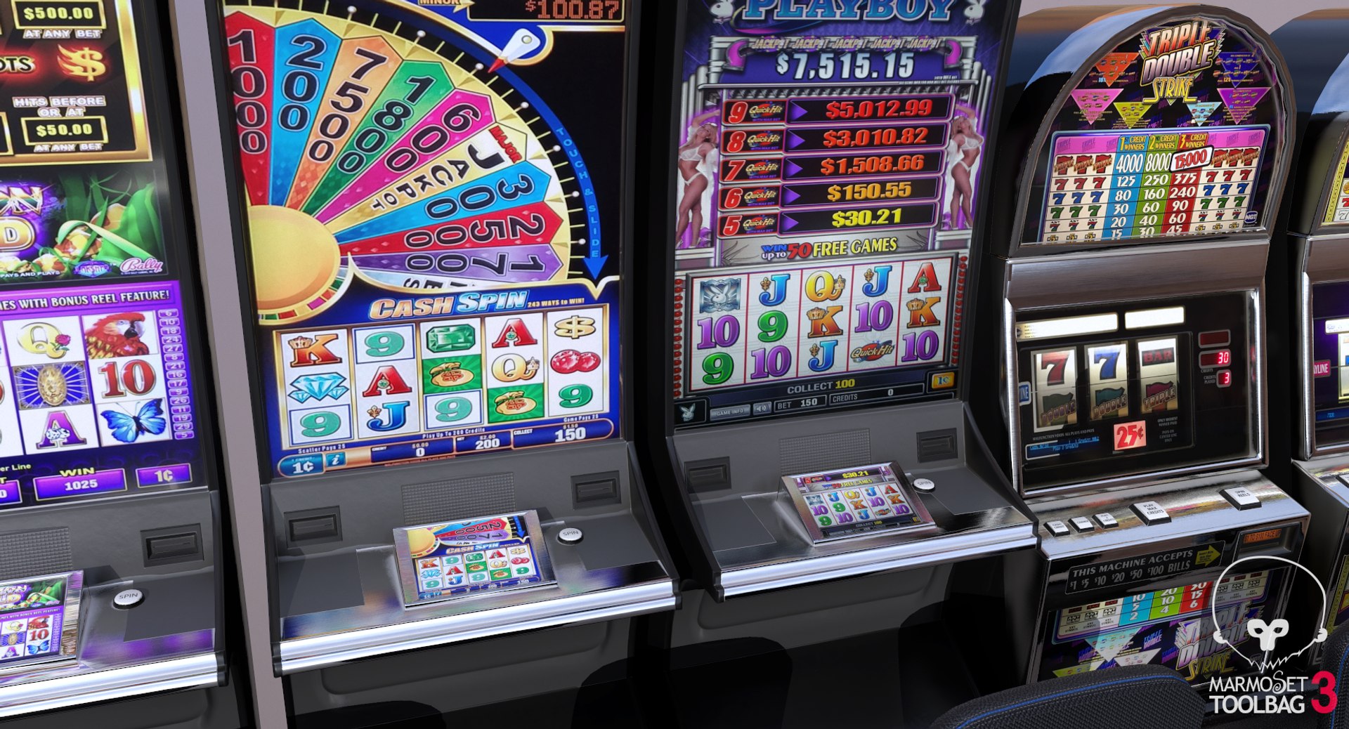 3D row slot machines model - TurboSquid 1267442