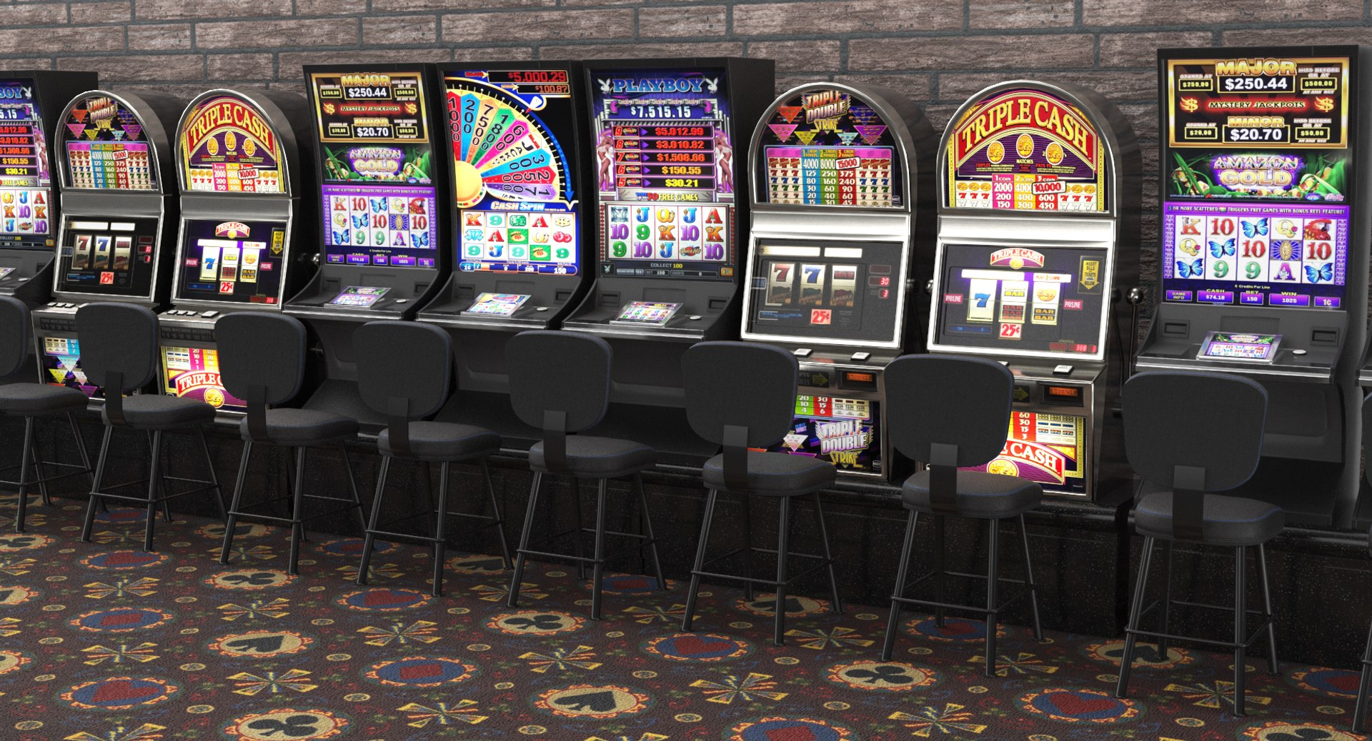 3D Row Slot Machines Model - TurboSquid 1267442