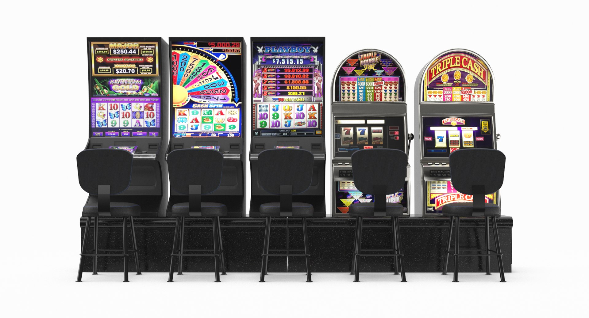 3D Row Slot Machines Model - TurboSquid 1267442
