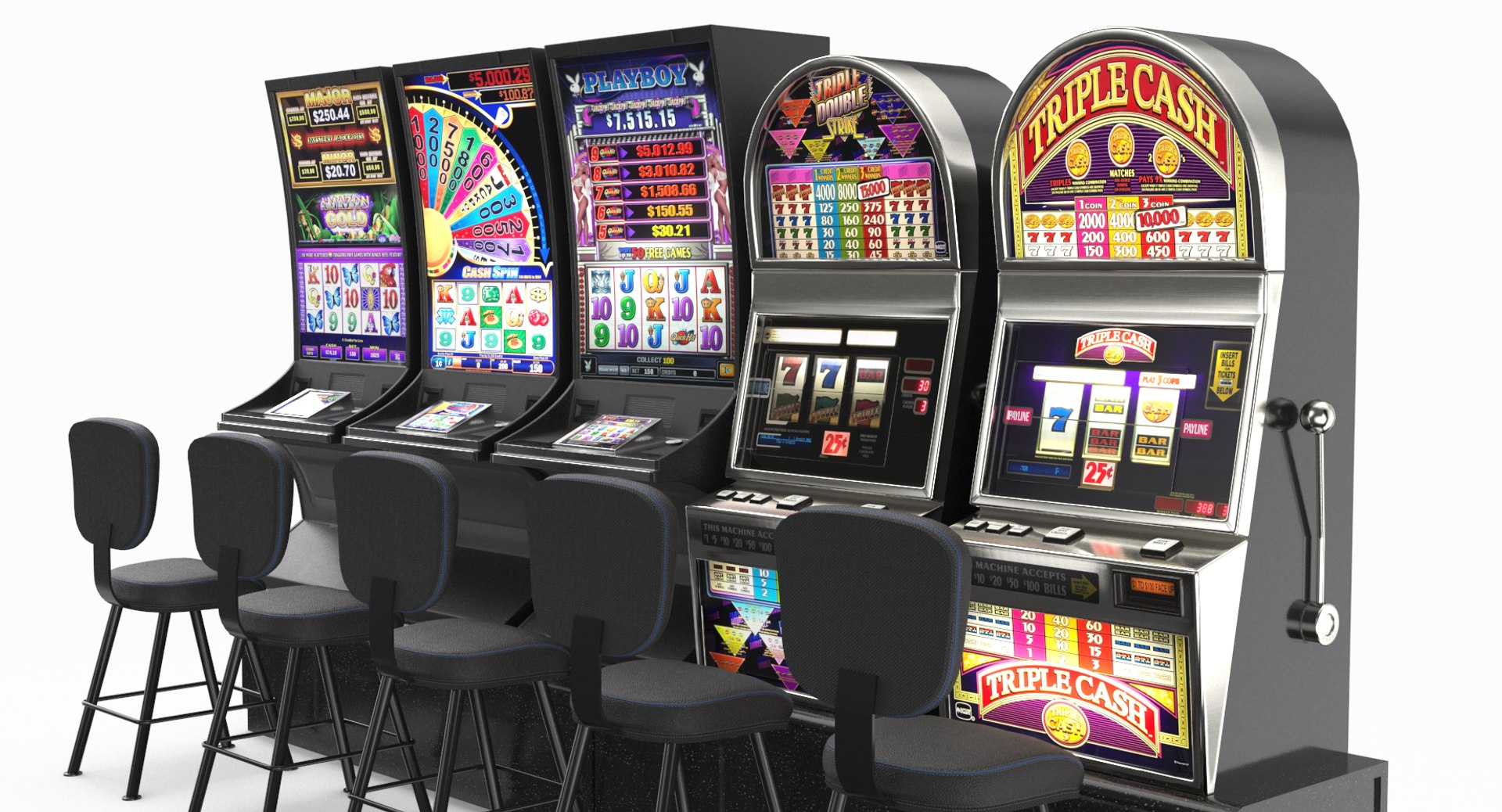 3D Row Slot Machines Model - TurboSquid 1267442