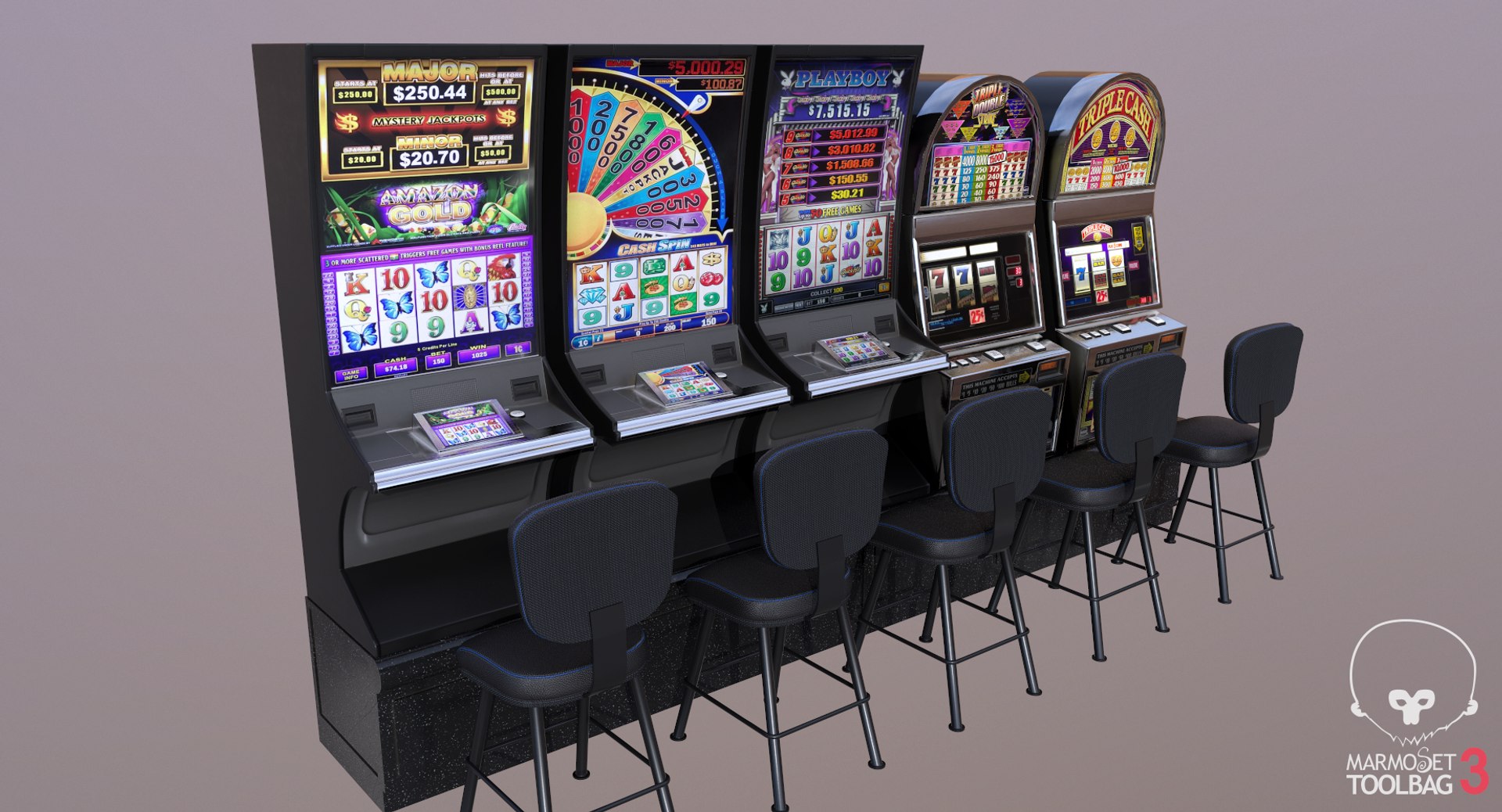 3D Row Slot Machines Model - TurboSquid 1267442