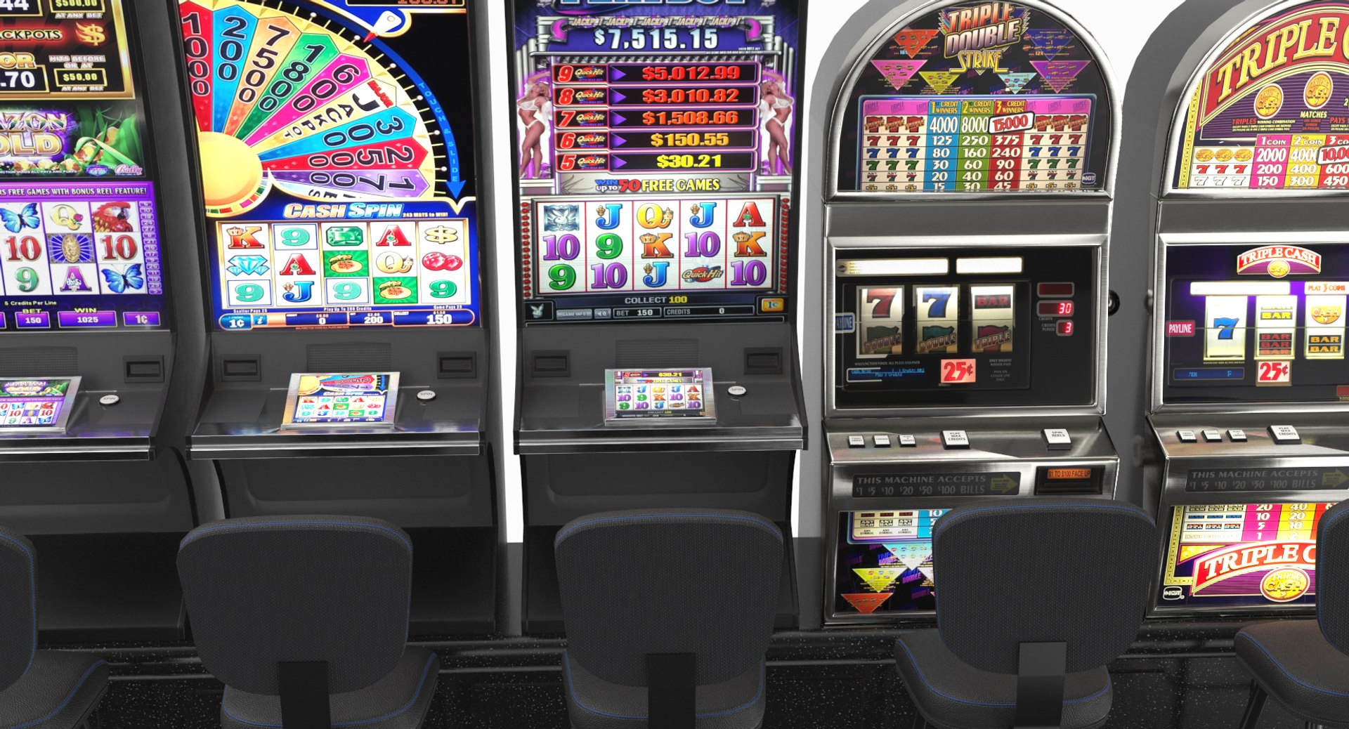 3D Row Slot Machines Model - TurboSquid 1267442