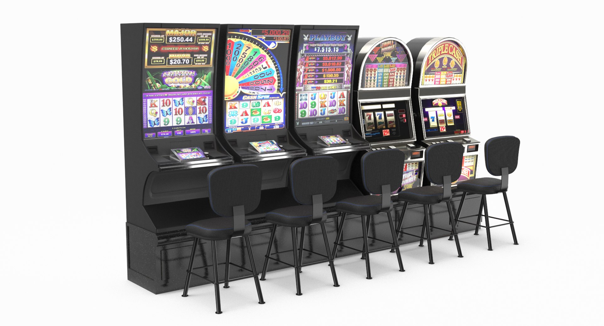 3D Row Slot Machines Model - TurboSquid 1267442