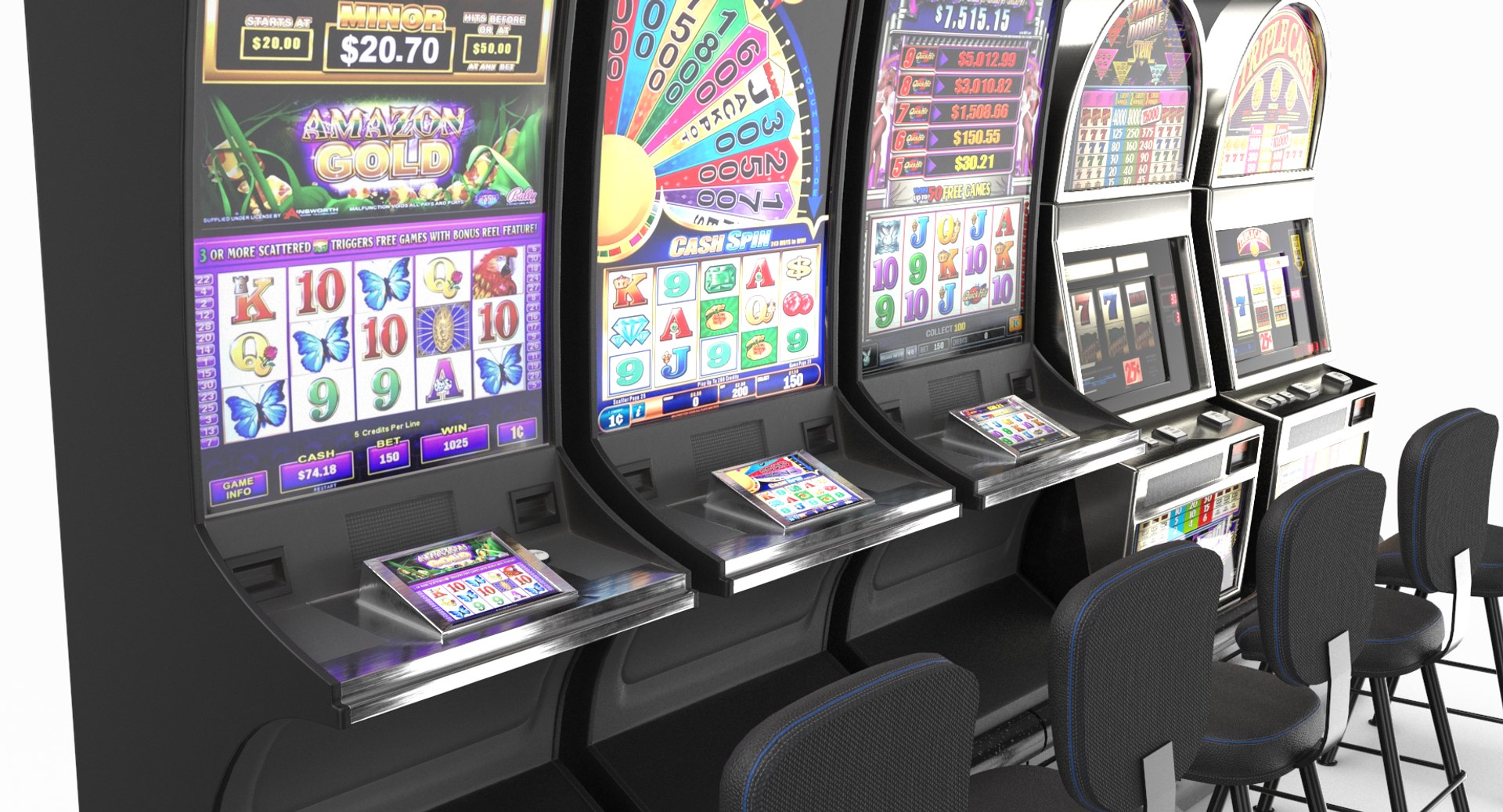 3D Row Slot Machines Model - TurboSquid 1267442