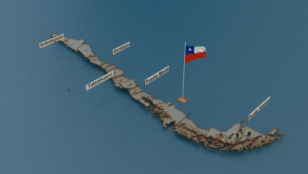 modelo 3d Mapa detallado de Chile con bandera animada - TurboSquid 1691803