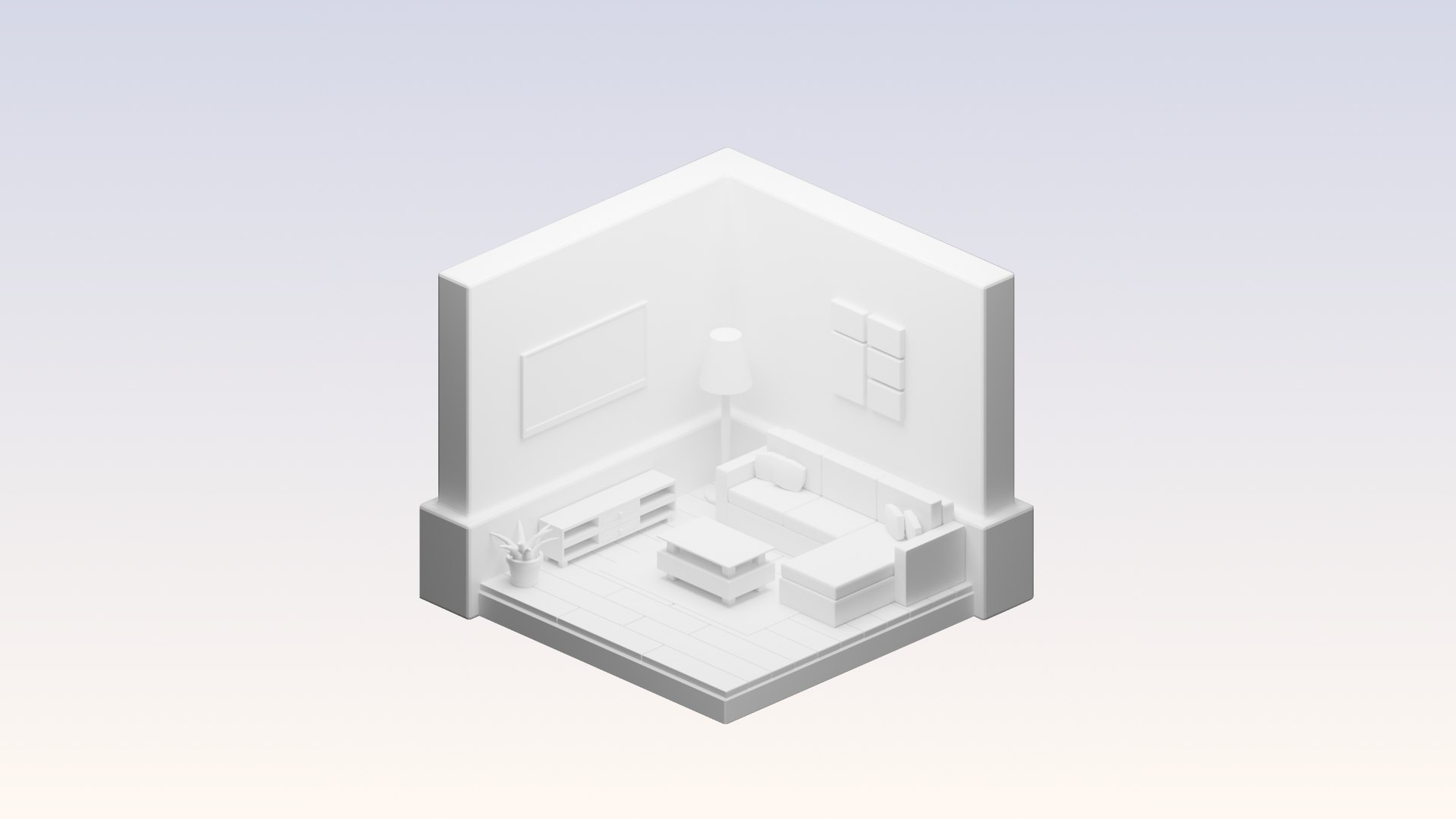3D Model Low Poly Isometric Living Room Low-poly 3D Model - TurboSquid ...