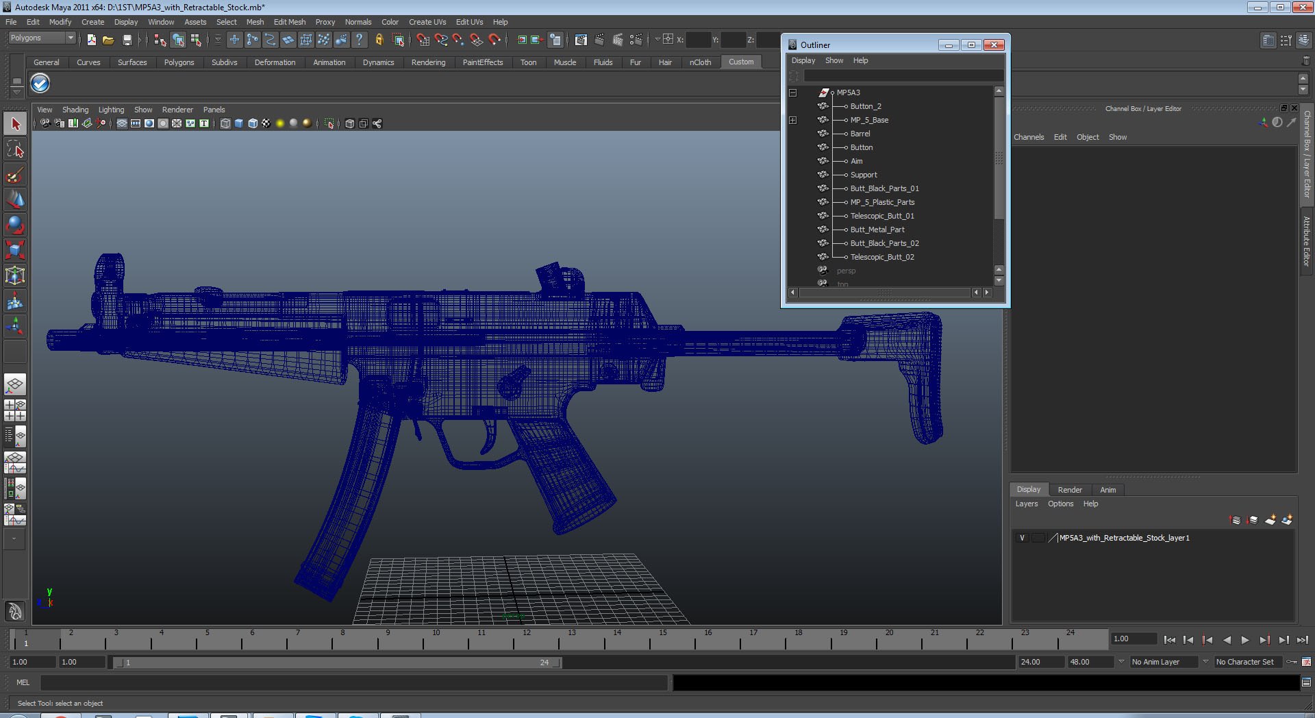 3D mp5a3 retractable stock - TurboSquid 1159106