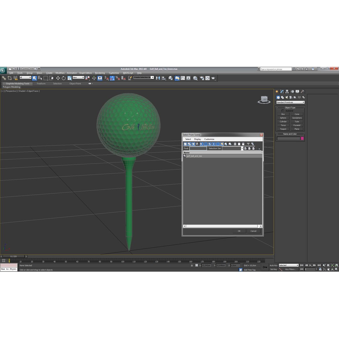 3d Model Golf Ball Tee Green