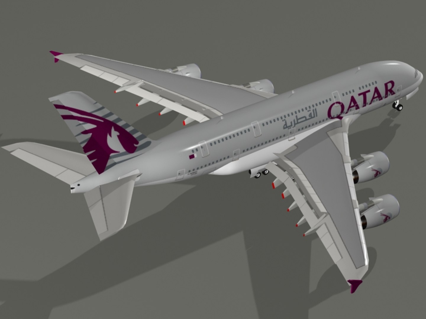 3d Airbus A380-800 Qatar Airways Model