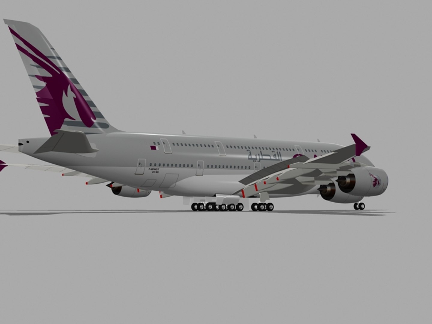 3d Airbus A380-800 Qatar Airways Model