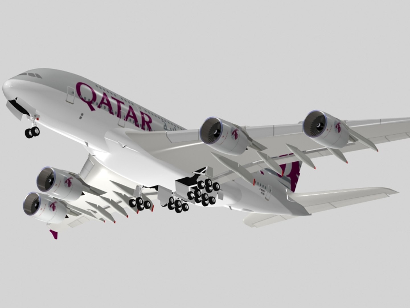 3d Airbus A380-800 Qatar Airways Model
