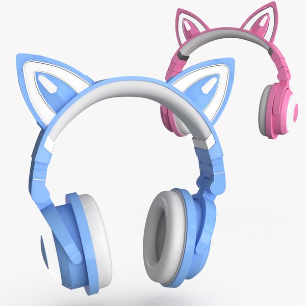 Modelo 3d Cat Ear Headphones 2 Colors And Poses Turbosquid 2049187