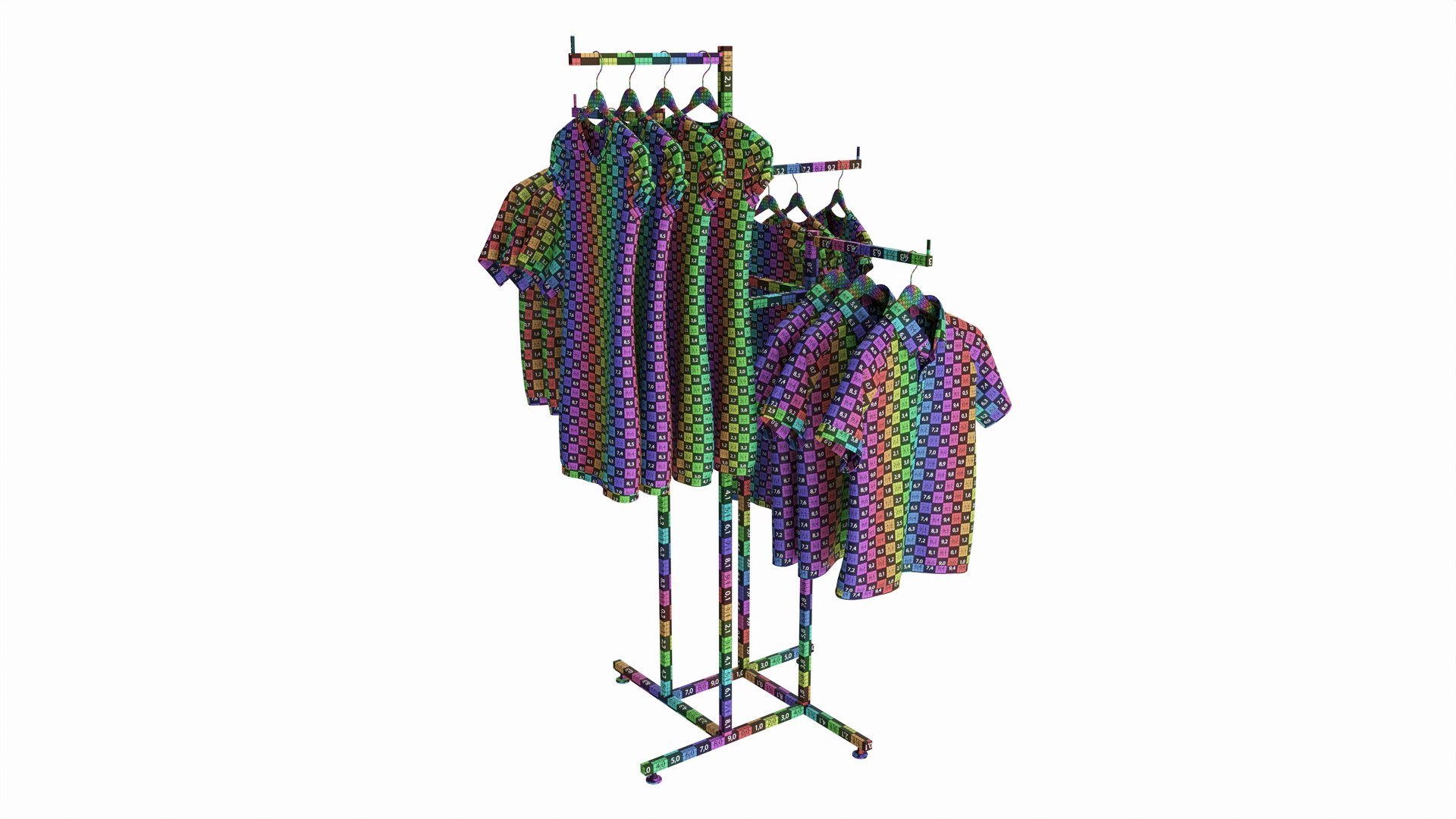 3D Model Store Adjustable 4-way Square Tube Rack With Clothing ...