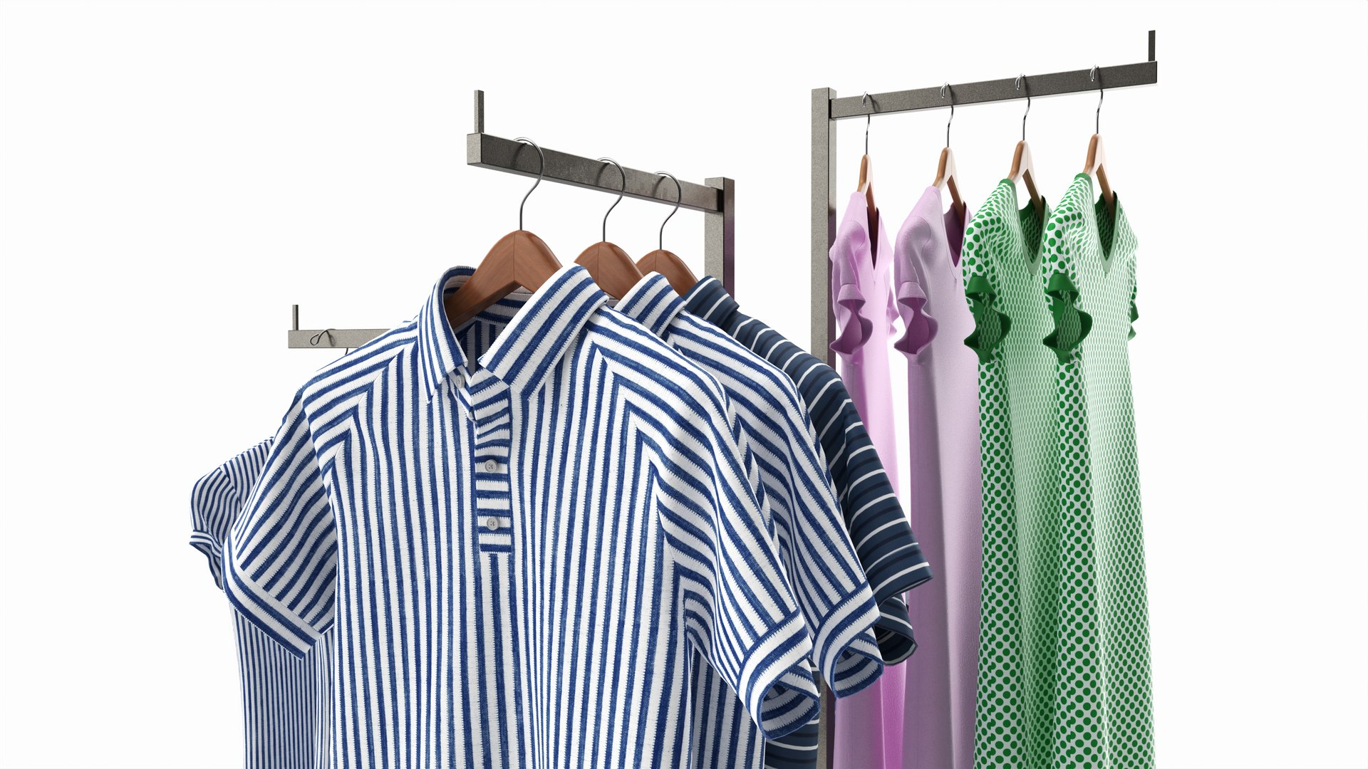 3D Model Store Adjustable 4-way Square Tube Rack With Clothing ...