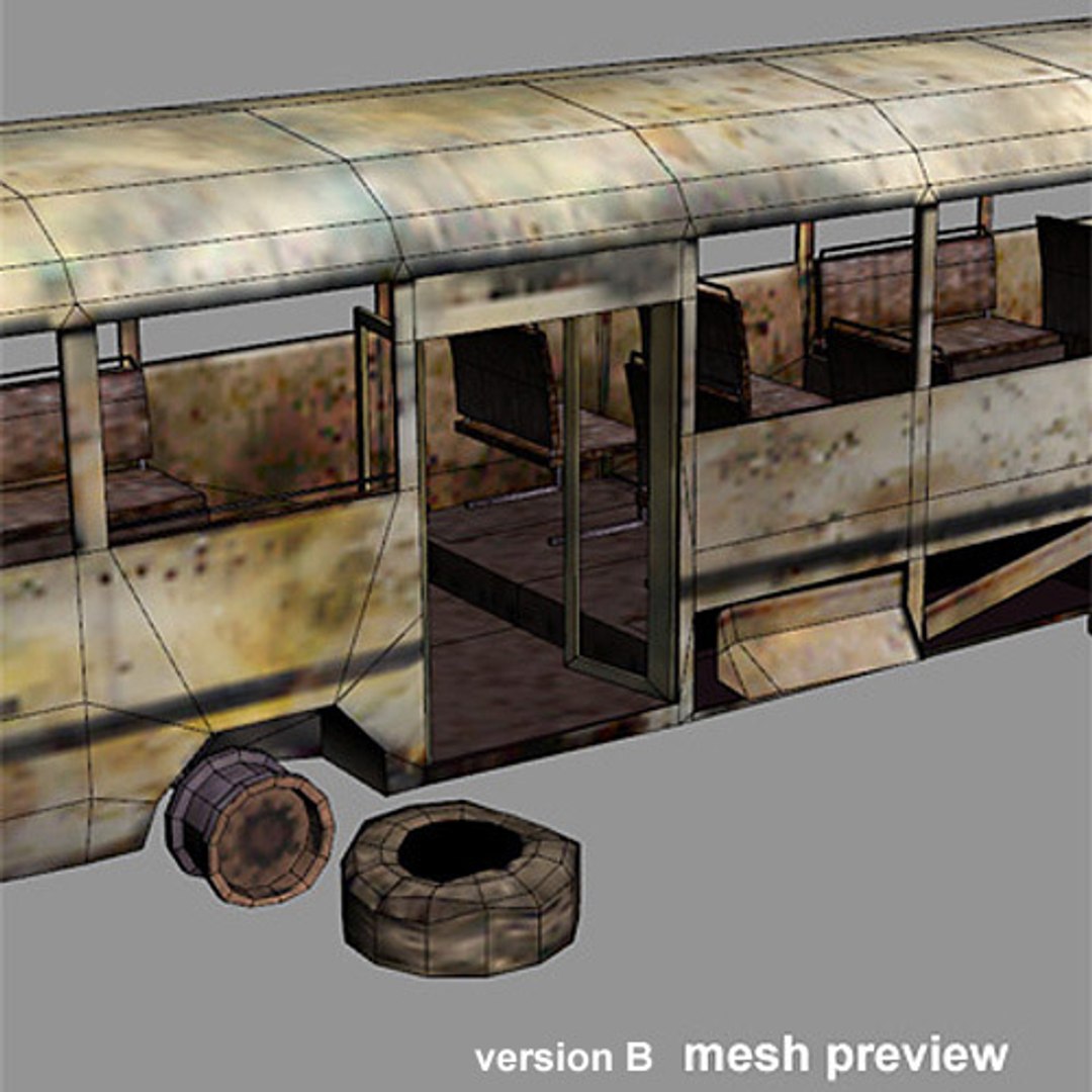 3d Model Ready Wrecked Bus