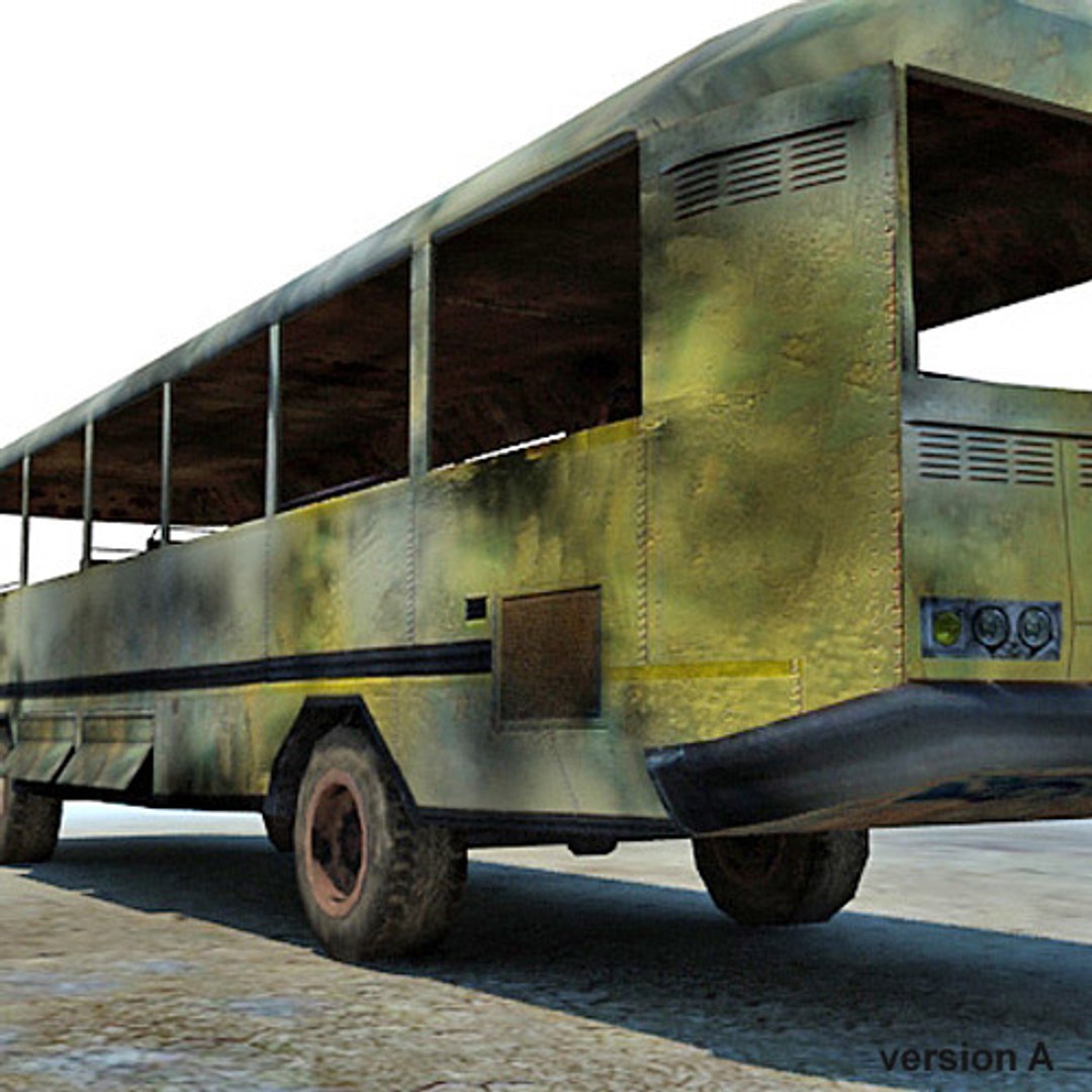 3d Model Ready Wrecked Bus