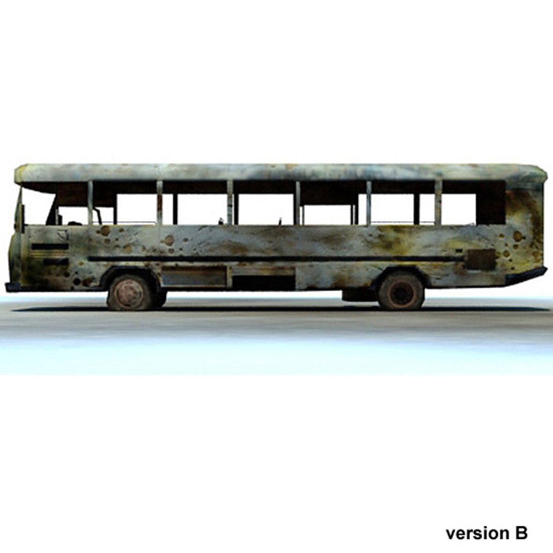 3d Model Ready Wrecked Bus