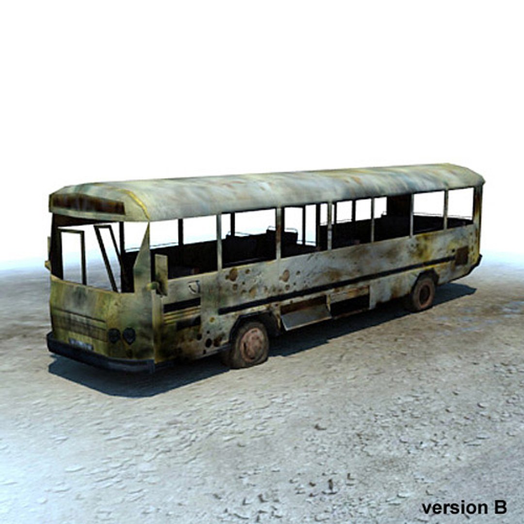 3d Model Ready Wrecked Bus