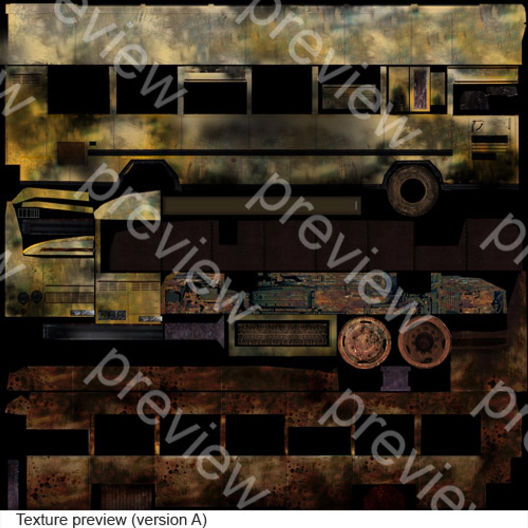 3d Model Ready Wrecked Bus