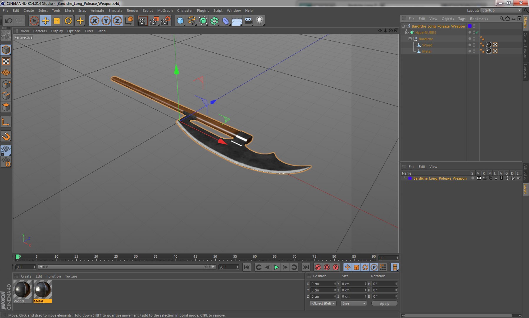3ds Bardiche Long Poleaxe Weapon