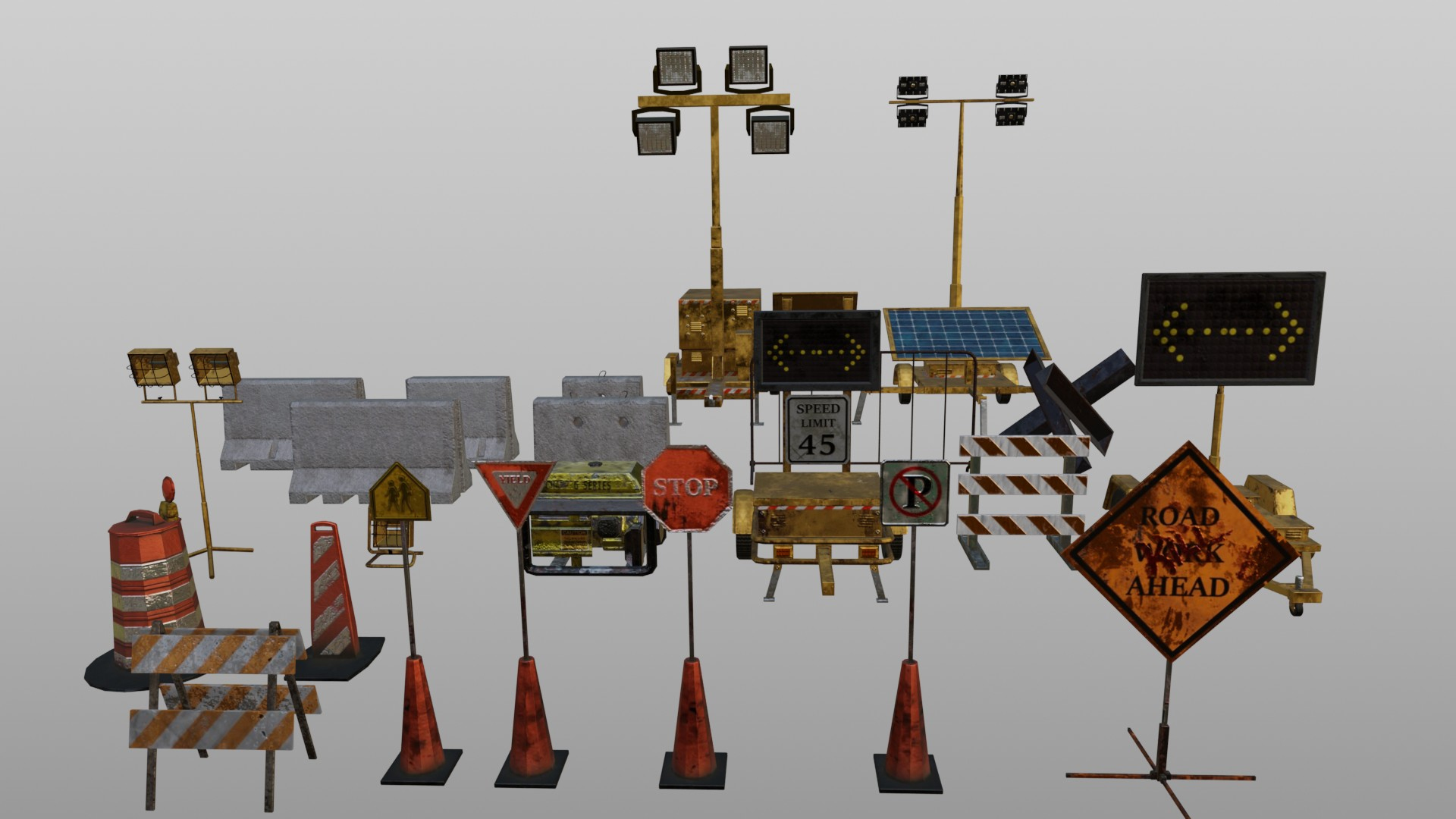 3D Road Work Construction Equipments - TurboSquid 2258032