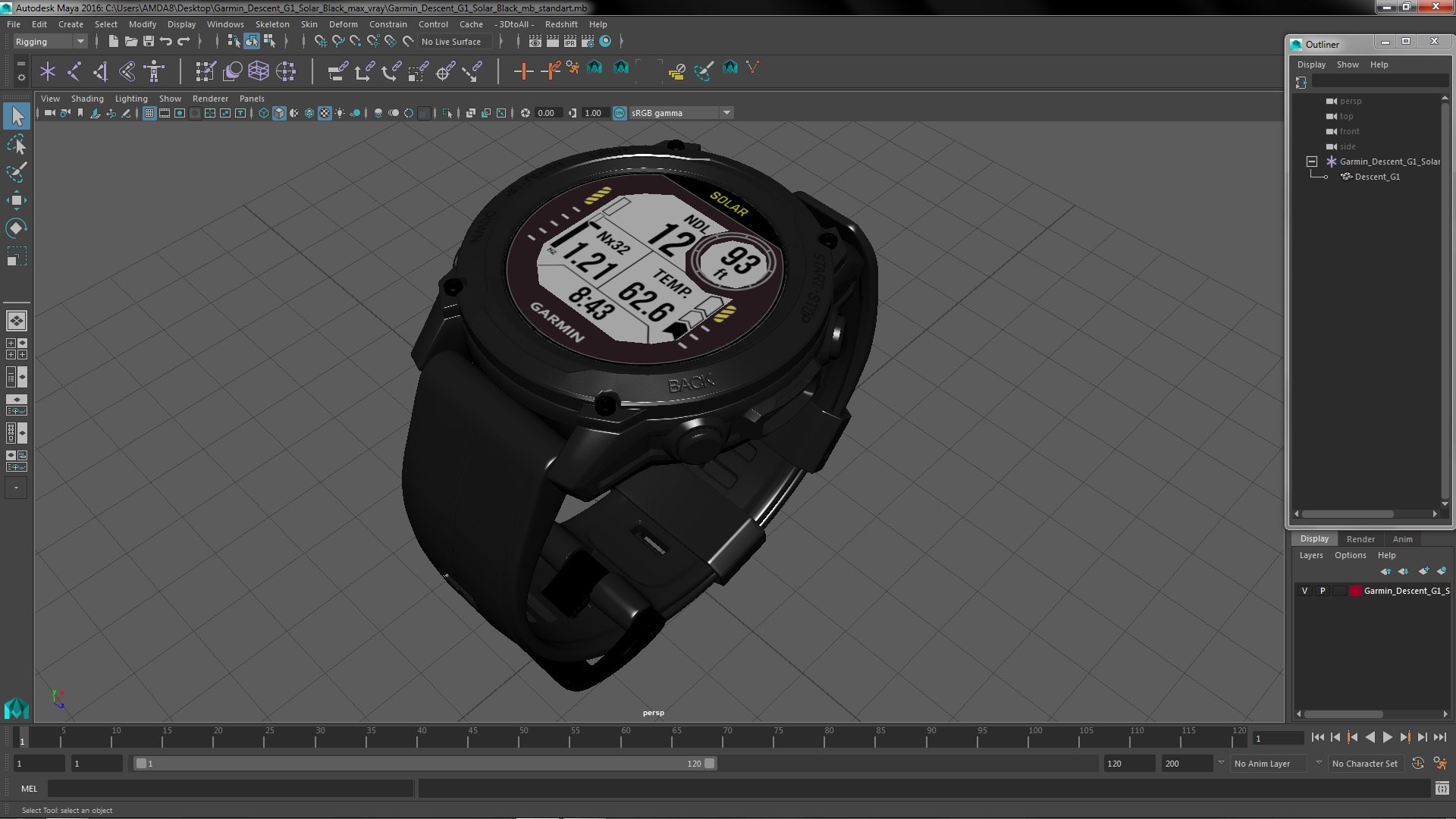 3D Garmin Descent G1 Solar Black model - TurboSquid 2112946