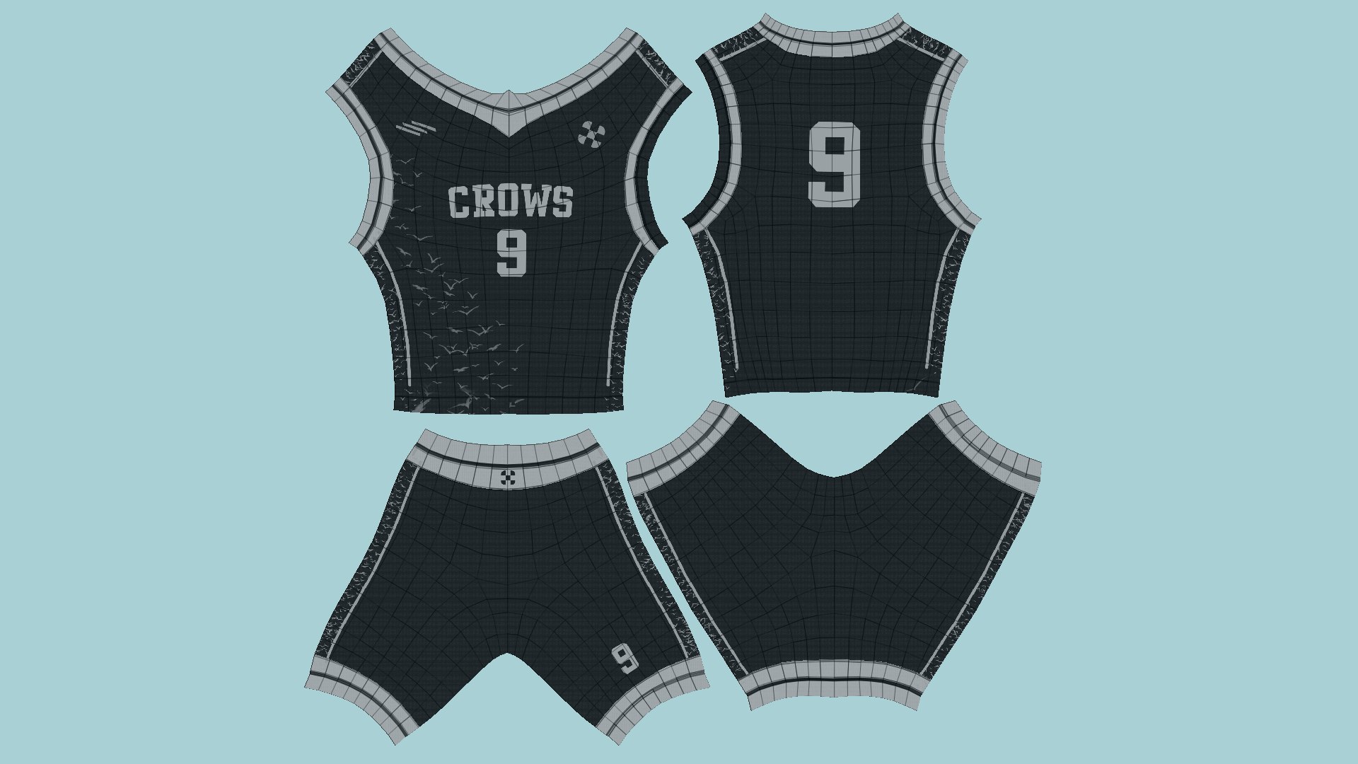 3D Basketball Fantasy Team Crows Uniform - Character Design Model ...