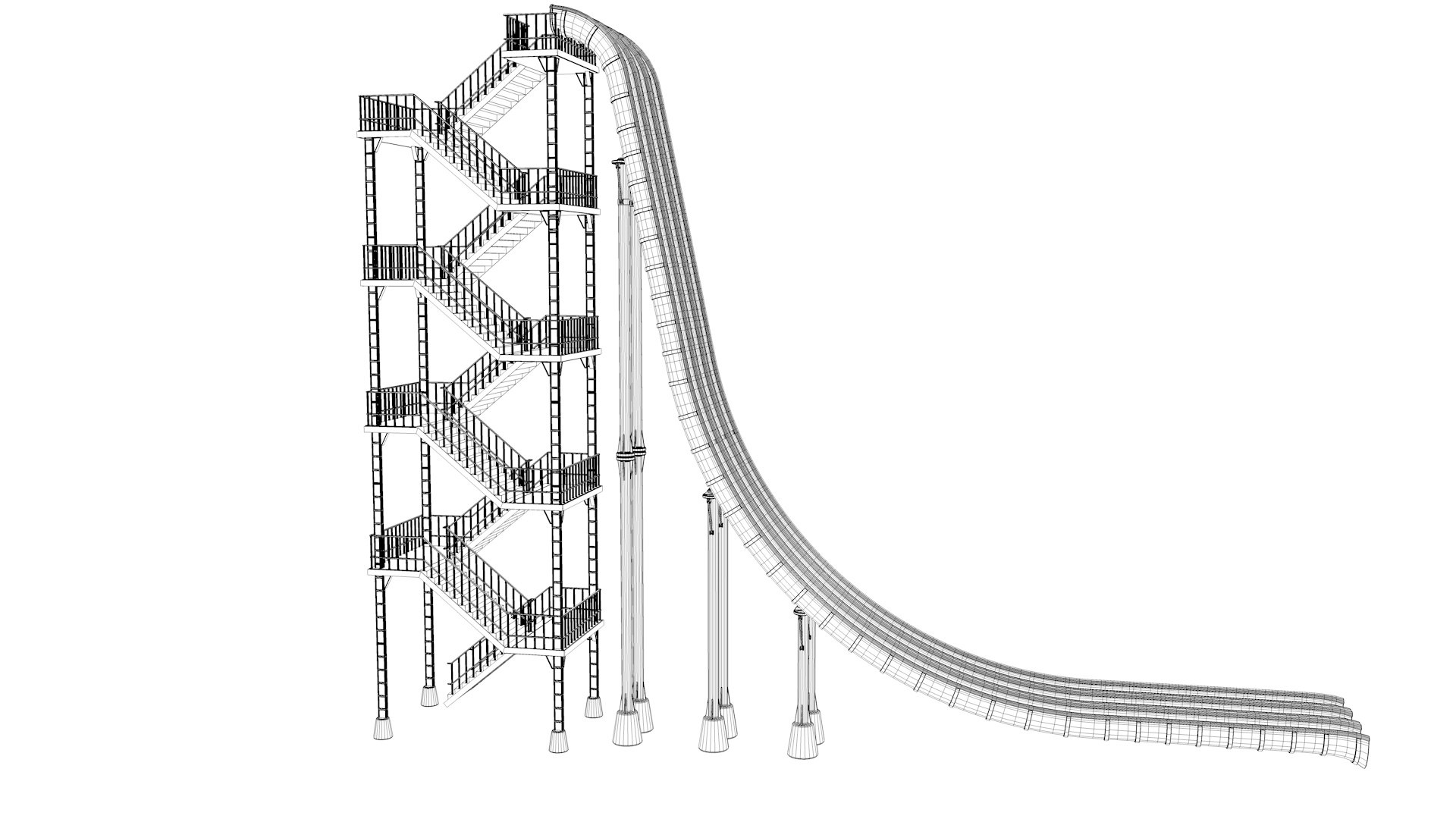 Freefall Water Slide 3D Model - TurboSquid 1772942