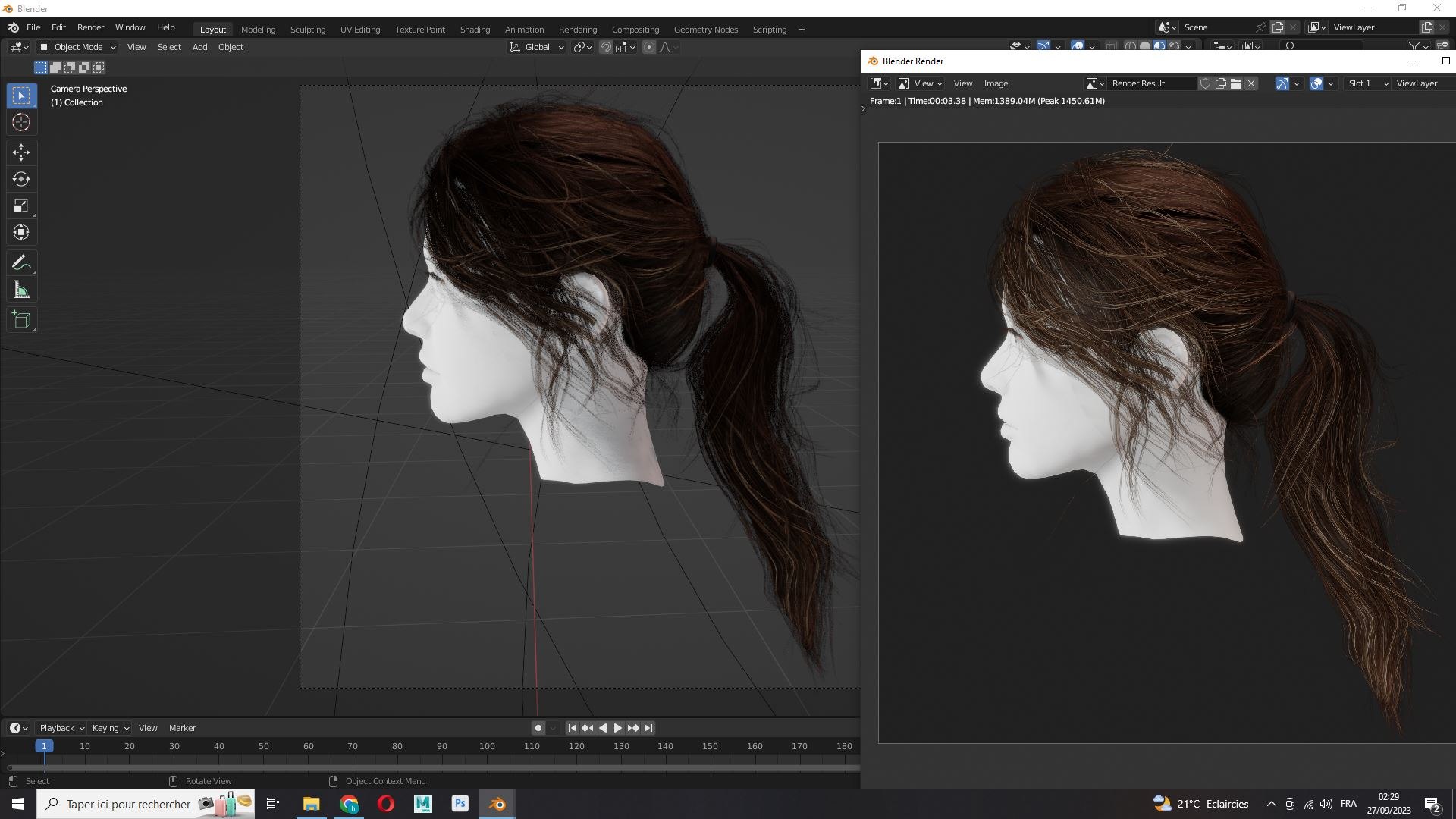 3D Ponytail Model Hair cards Low-poly - TurboSquid 2139365