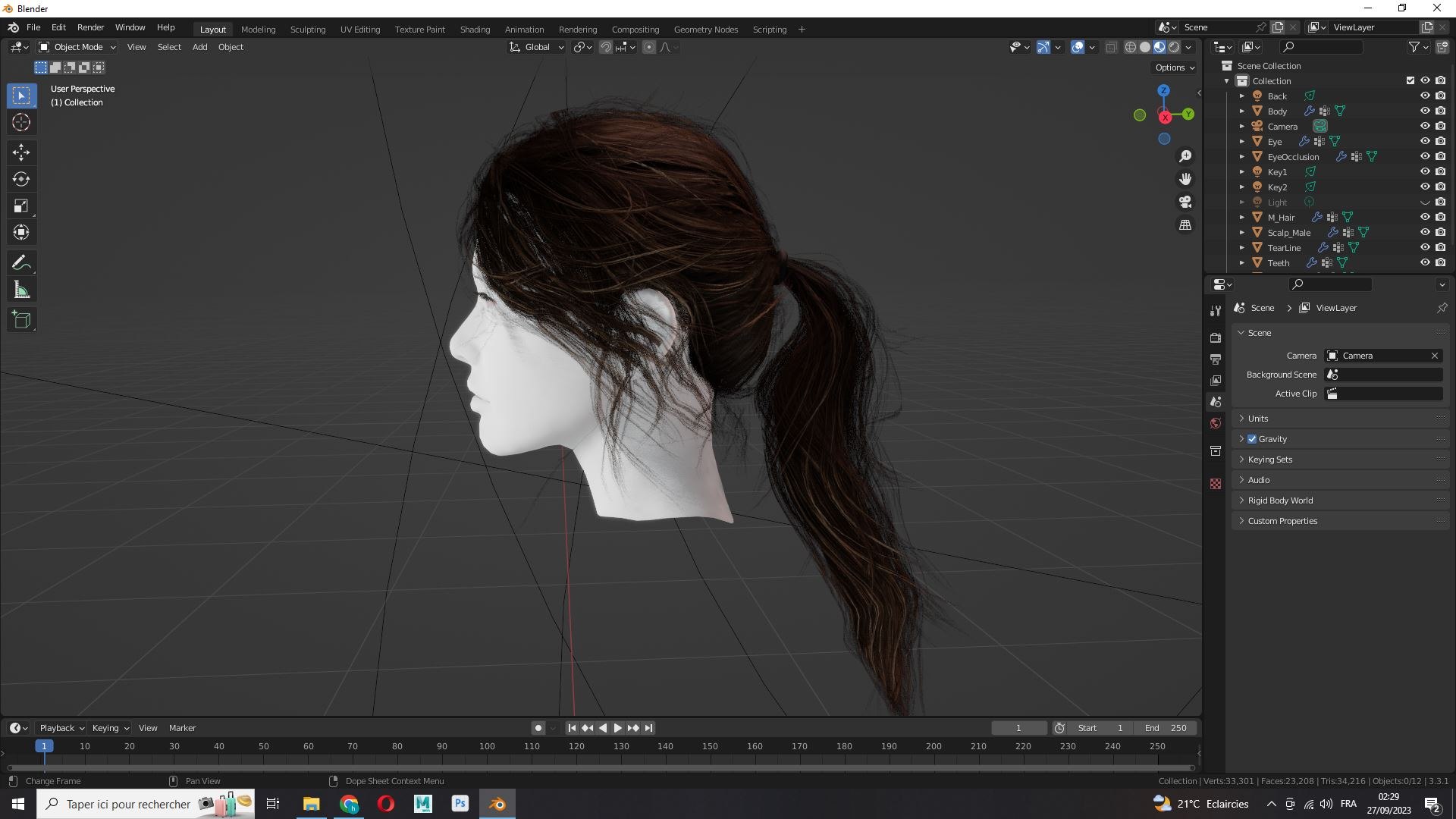 3D Ponytail Model Hair cards Low-poly - TurboSquid 2139365