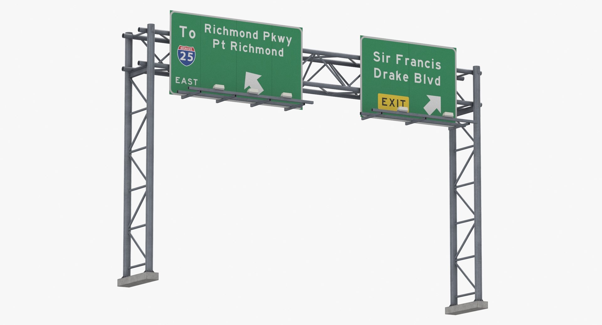 3D Green Direction Highway Signs 02 Blank And Labeled - TurboSquid 1893607
